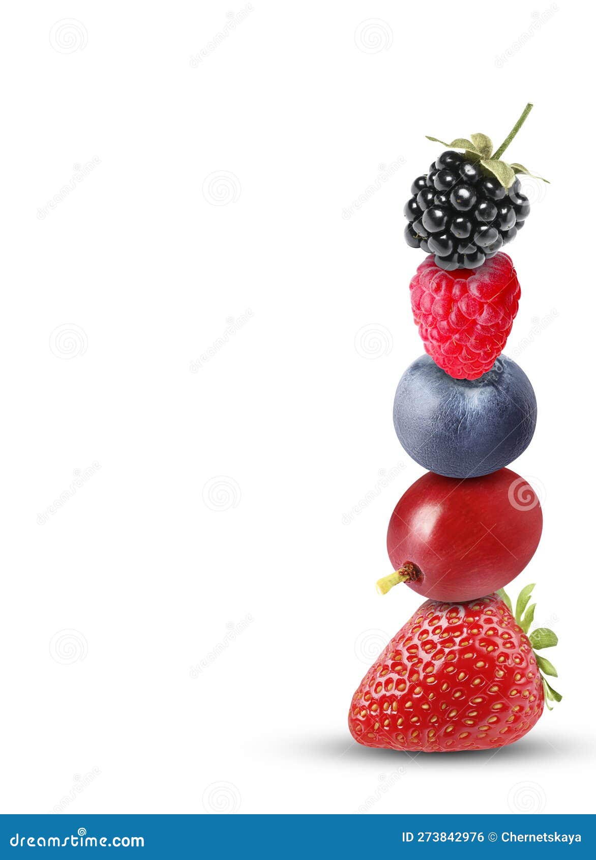 Stack of Different Fresh Tasty Berries on White Background Stock ...