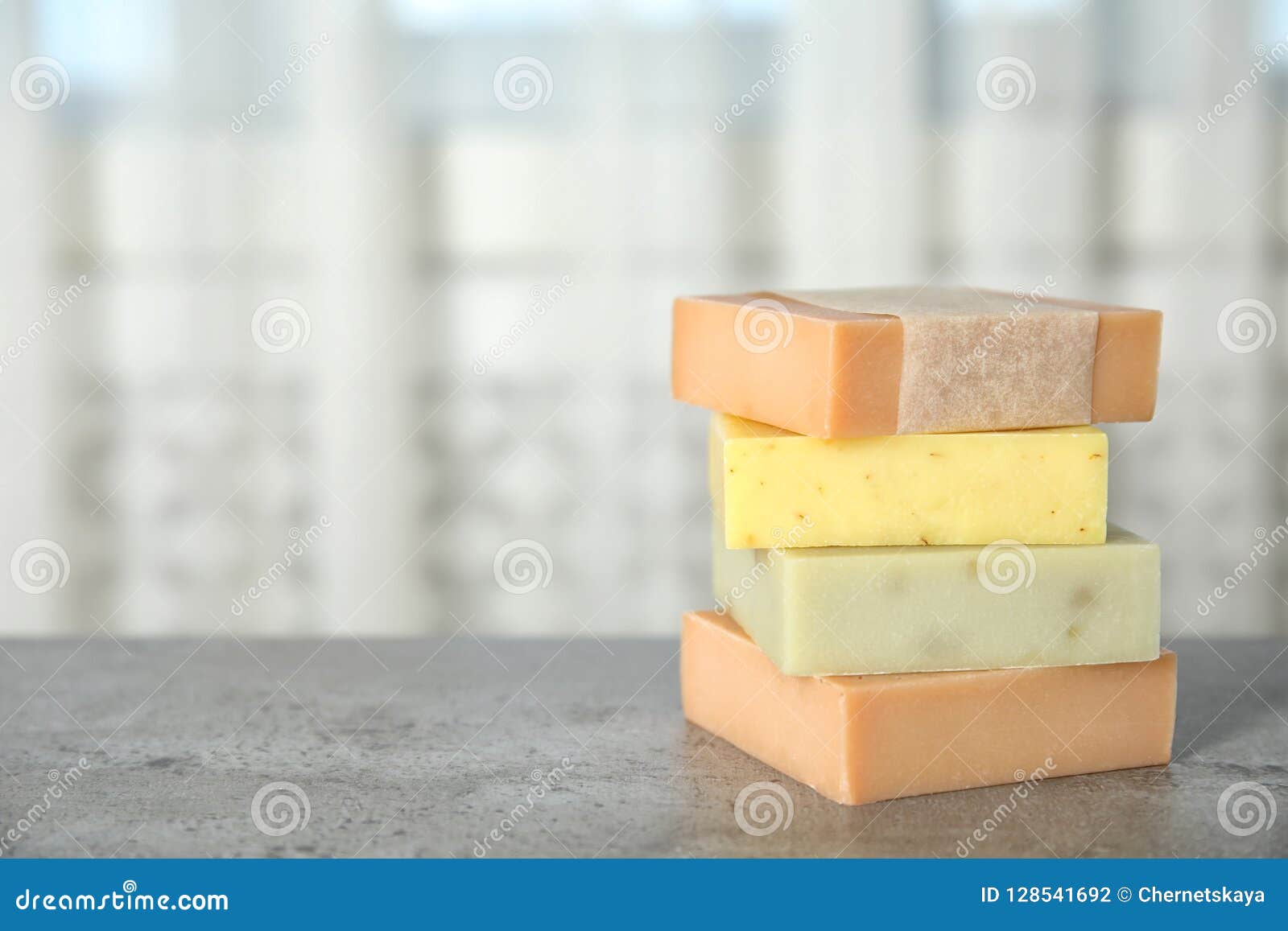 Stack of Different Handmade Soap Bars on Table Stock Photo - Image of ...