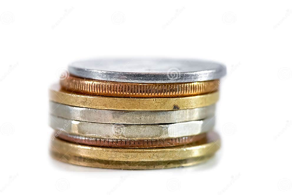 Stack of Different Indian Rupee Coins on White Background Stock Photo ...