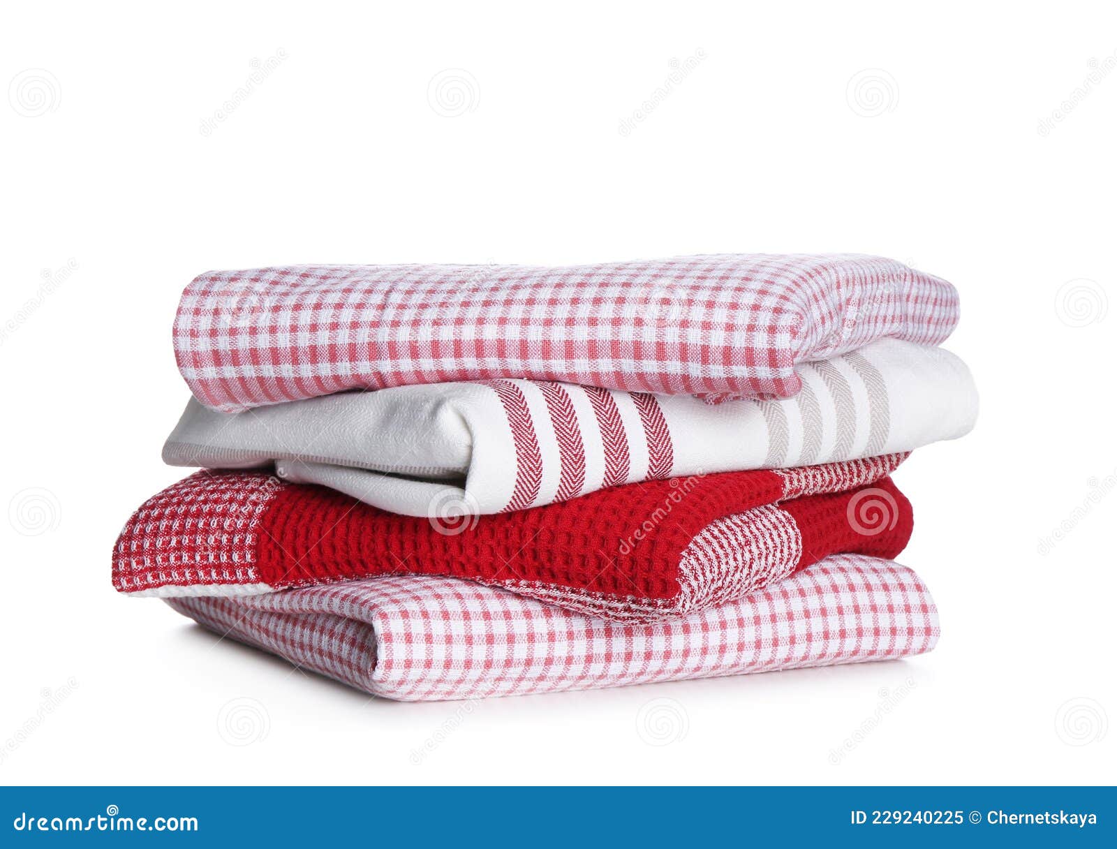 Stack of Different Kitchen Towels on White Background Stock Image ...