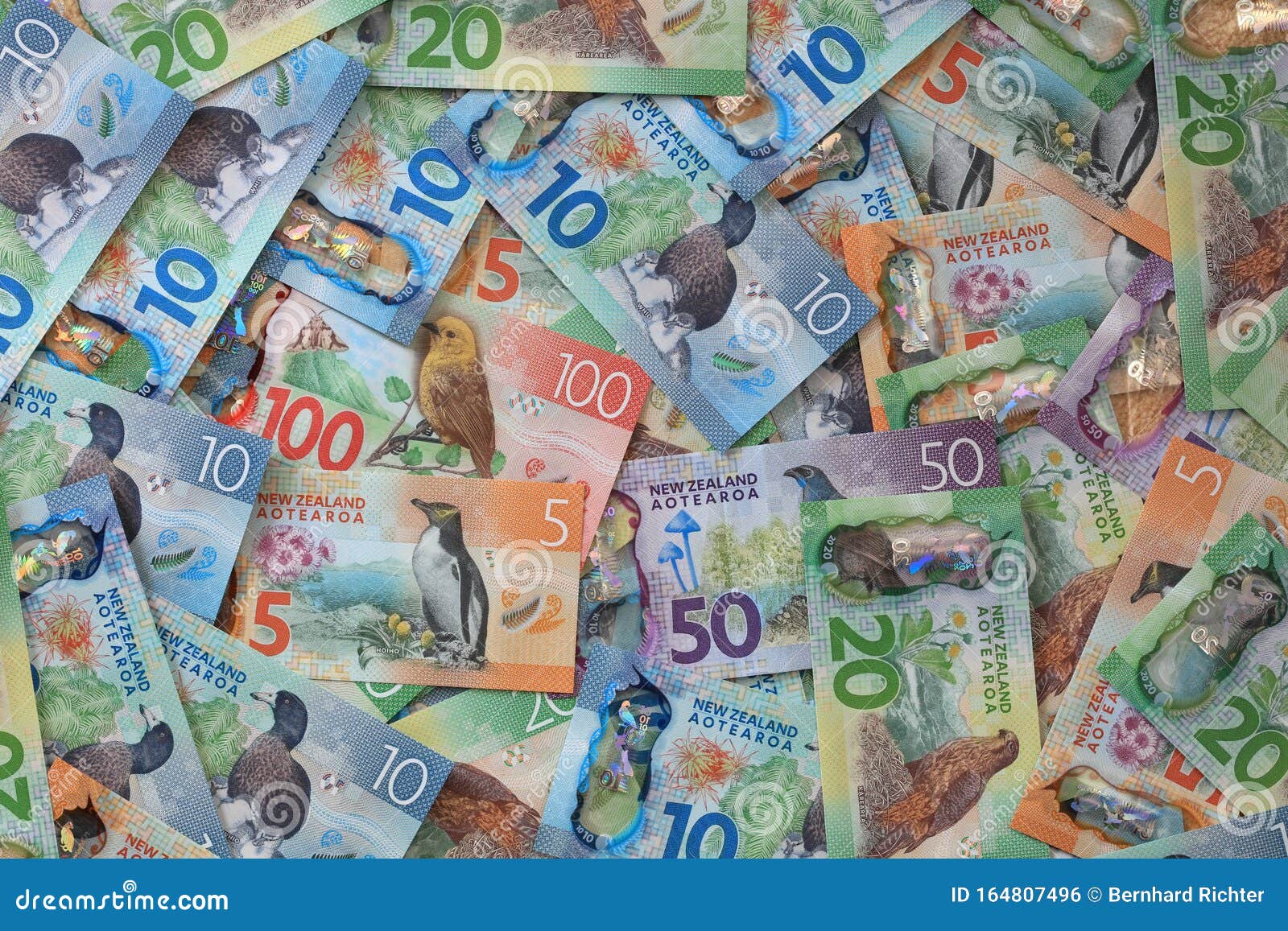 Stack of Different New Zealand Dollar Banknotes Stock Photo - Image of ...