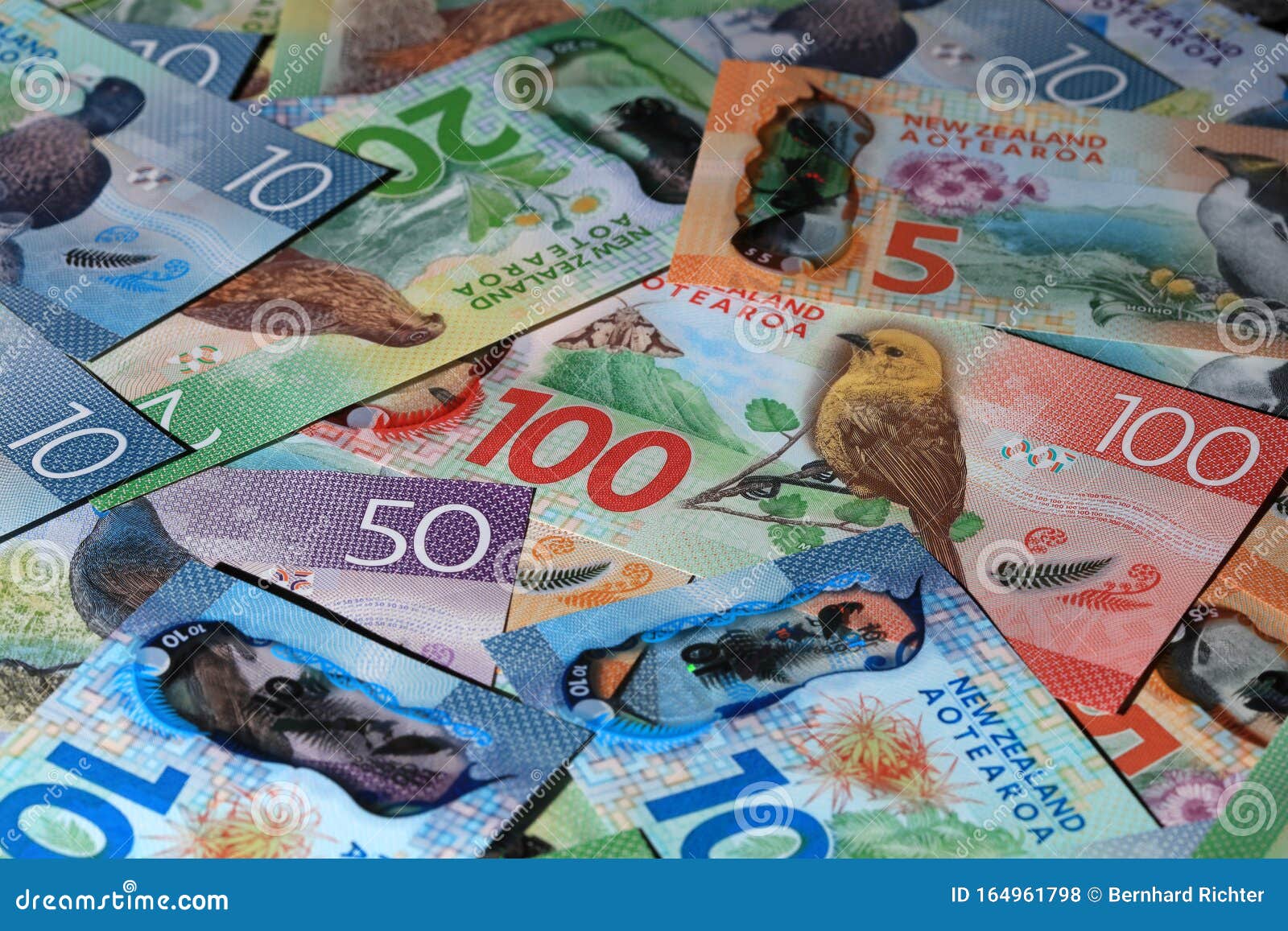 Stack of Different New Zealand Dollar Banknotes Stock Photo - Image of ...