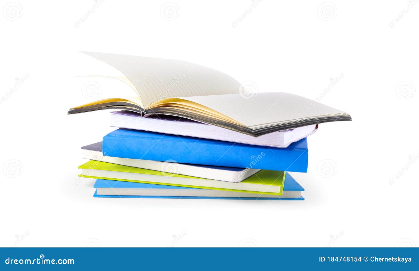 Stack of Different Notepads Isolated Stock Photo - Image of education ...