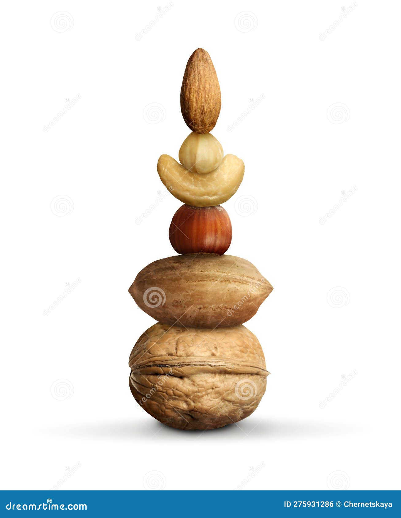 Stack of Different Nuts on White Background Stock Photo - Image of ...