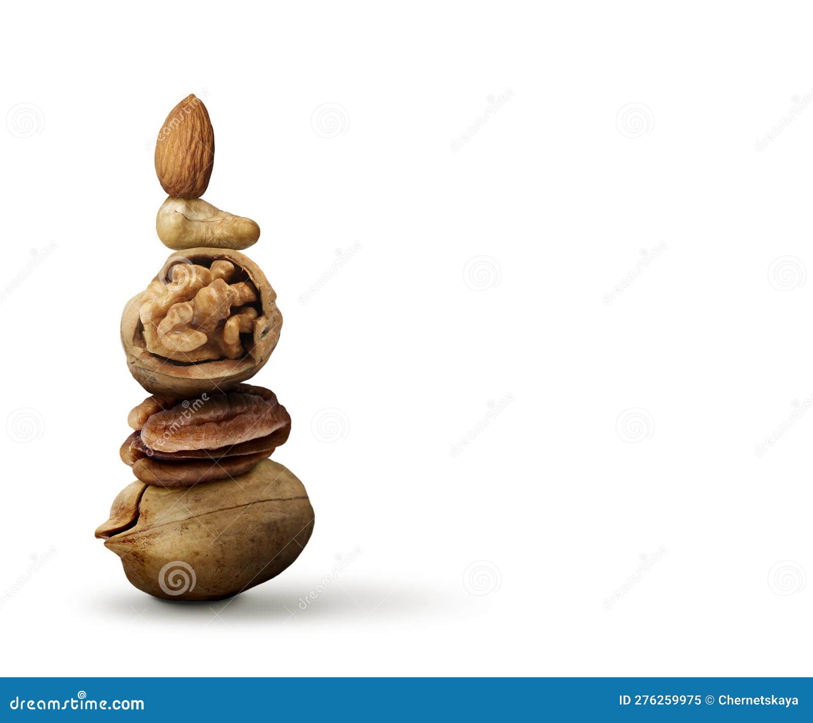 Stack of Different Nuts on White Background Stock Image - Image of ...