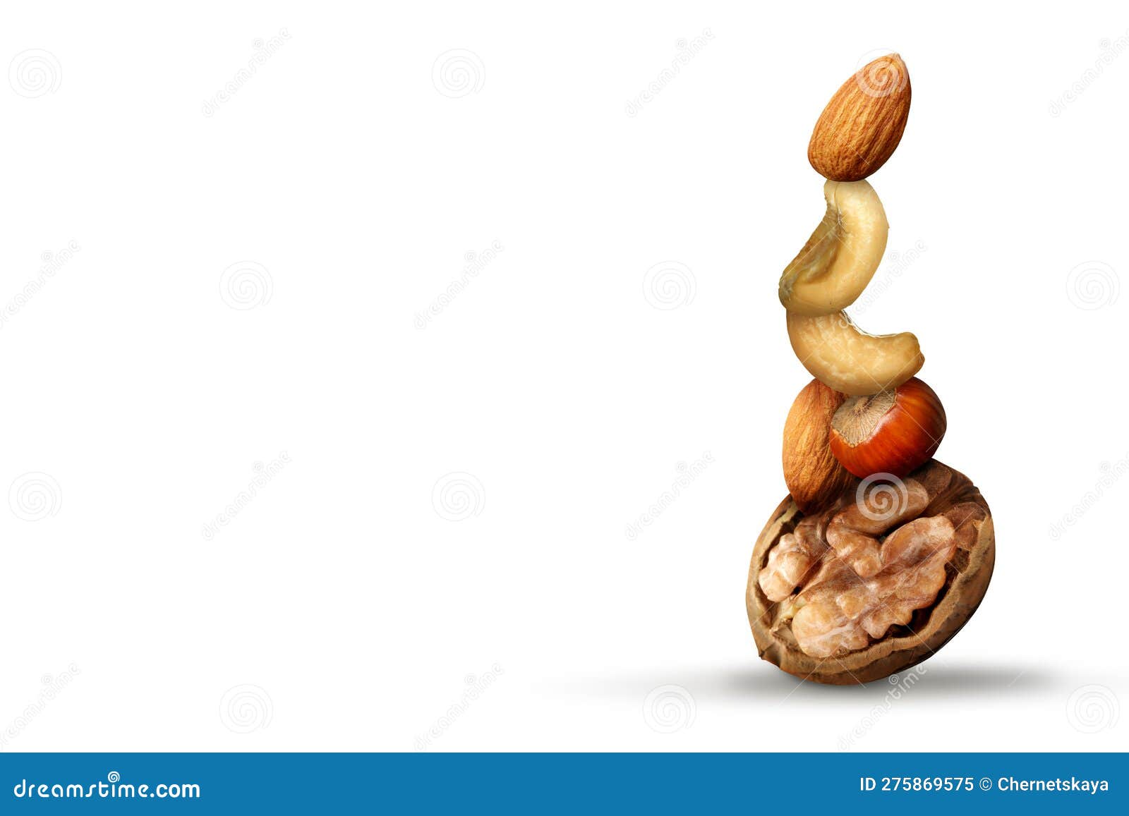 Stack of Different Nuts on White Background Stock Image - Image of ...