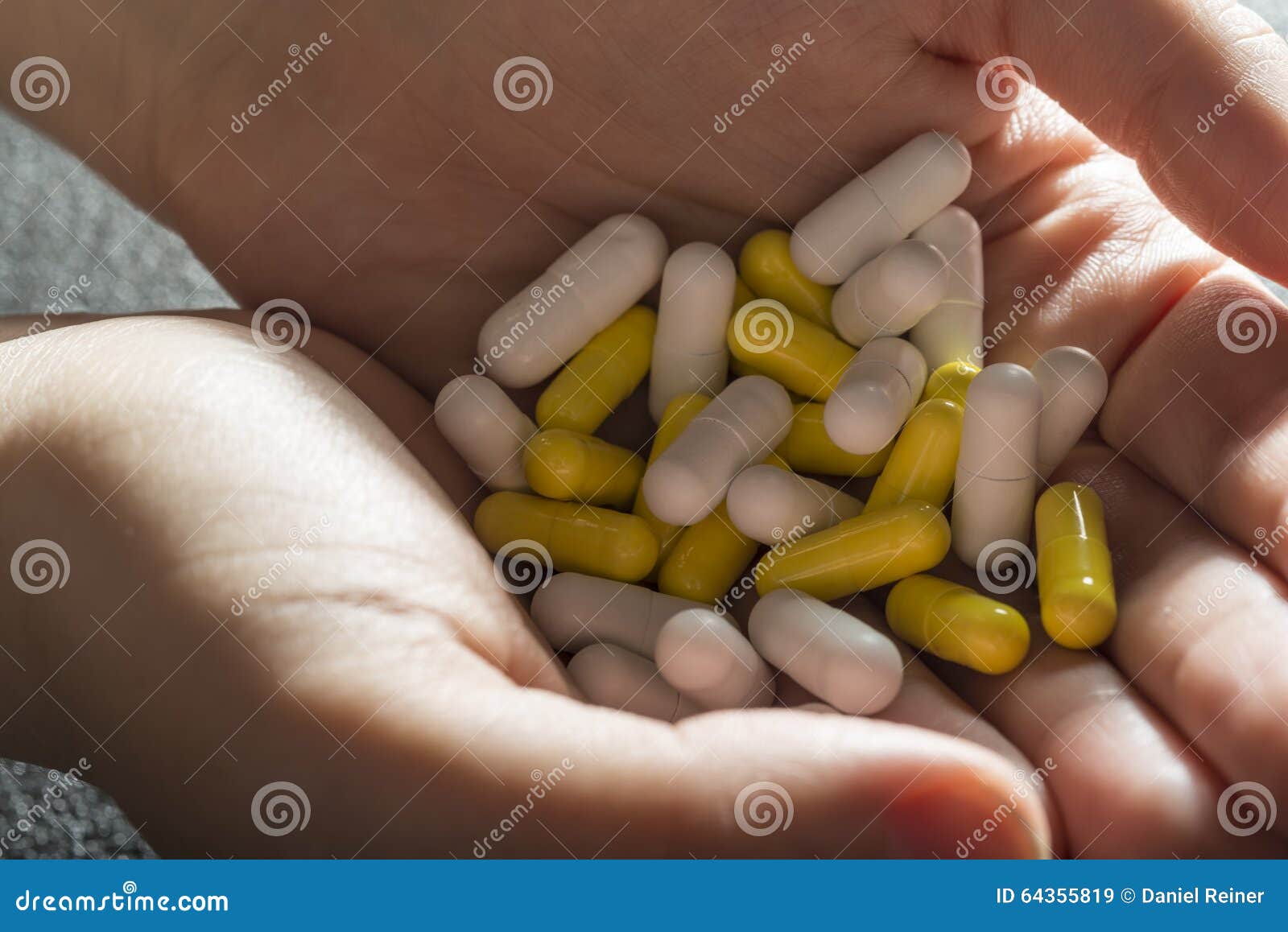 Stack of Different Pills in Both Hands Stock Image - Image of hands ...