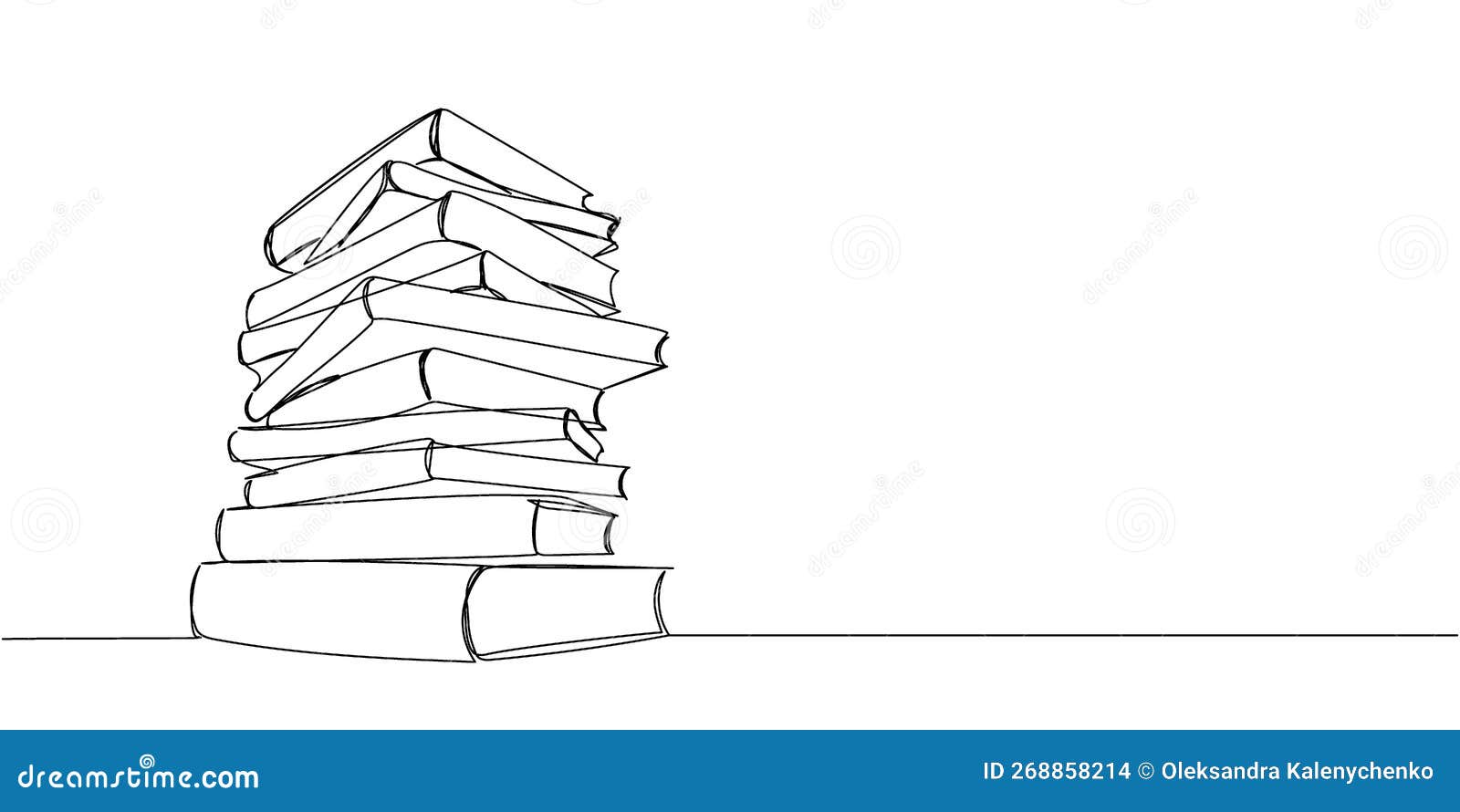 Stack of Different Sizes of Books One Line Art. Continuous Line Drawing ...