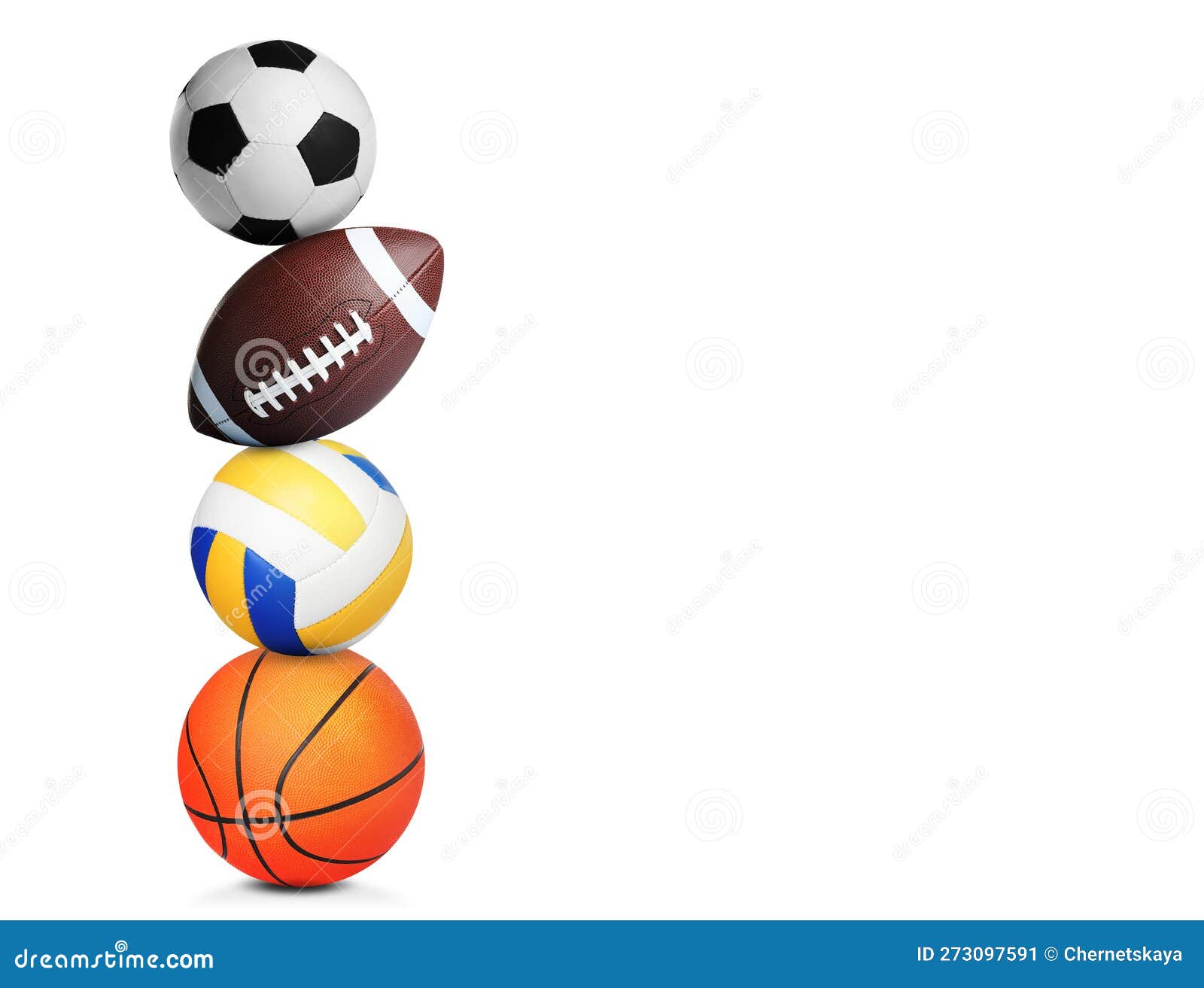 Stack of Different Sport Balls on White Background Stock Image - Image ...