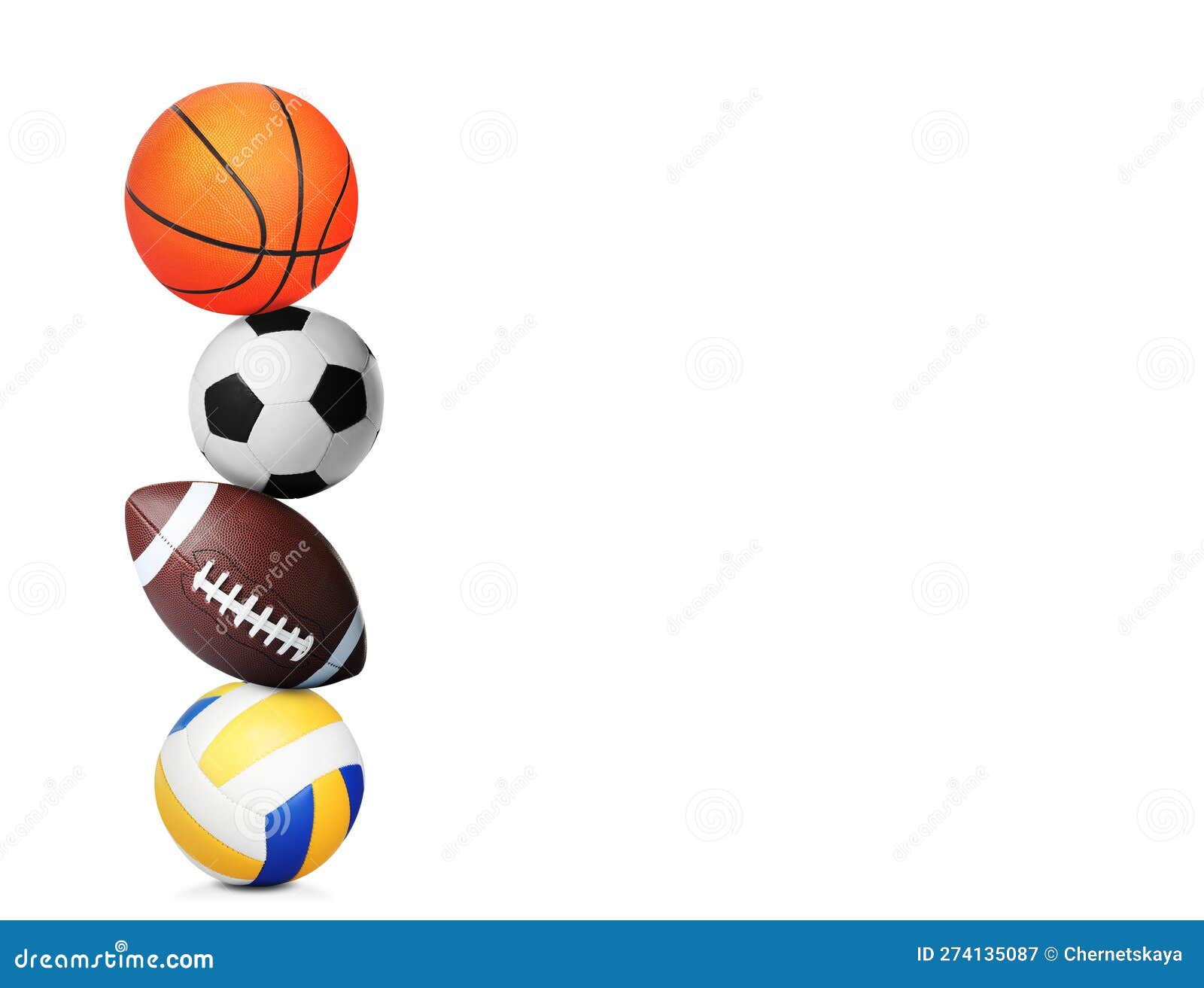 Stack of Different Sport Balls on White Background Stock Image - Image ...