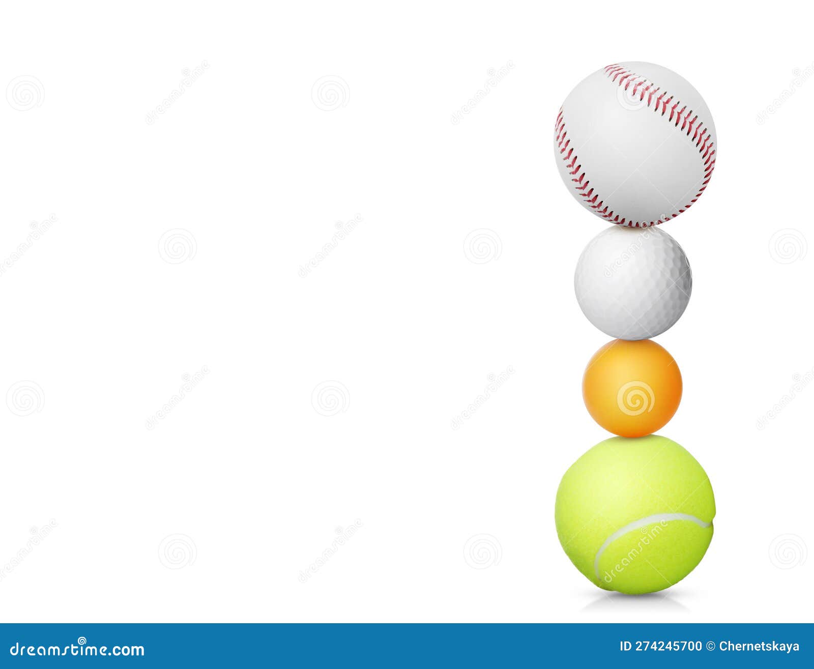 Stack of Different Sport Balls on White Background Stock Photo - Image ...