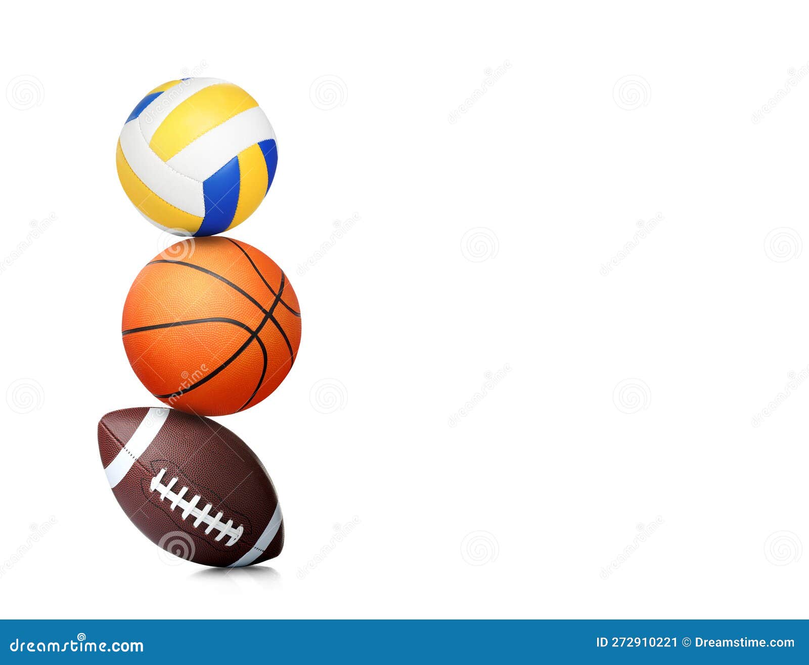 Stack of Different Sport Balls on White Background Stock Image - Image ...