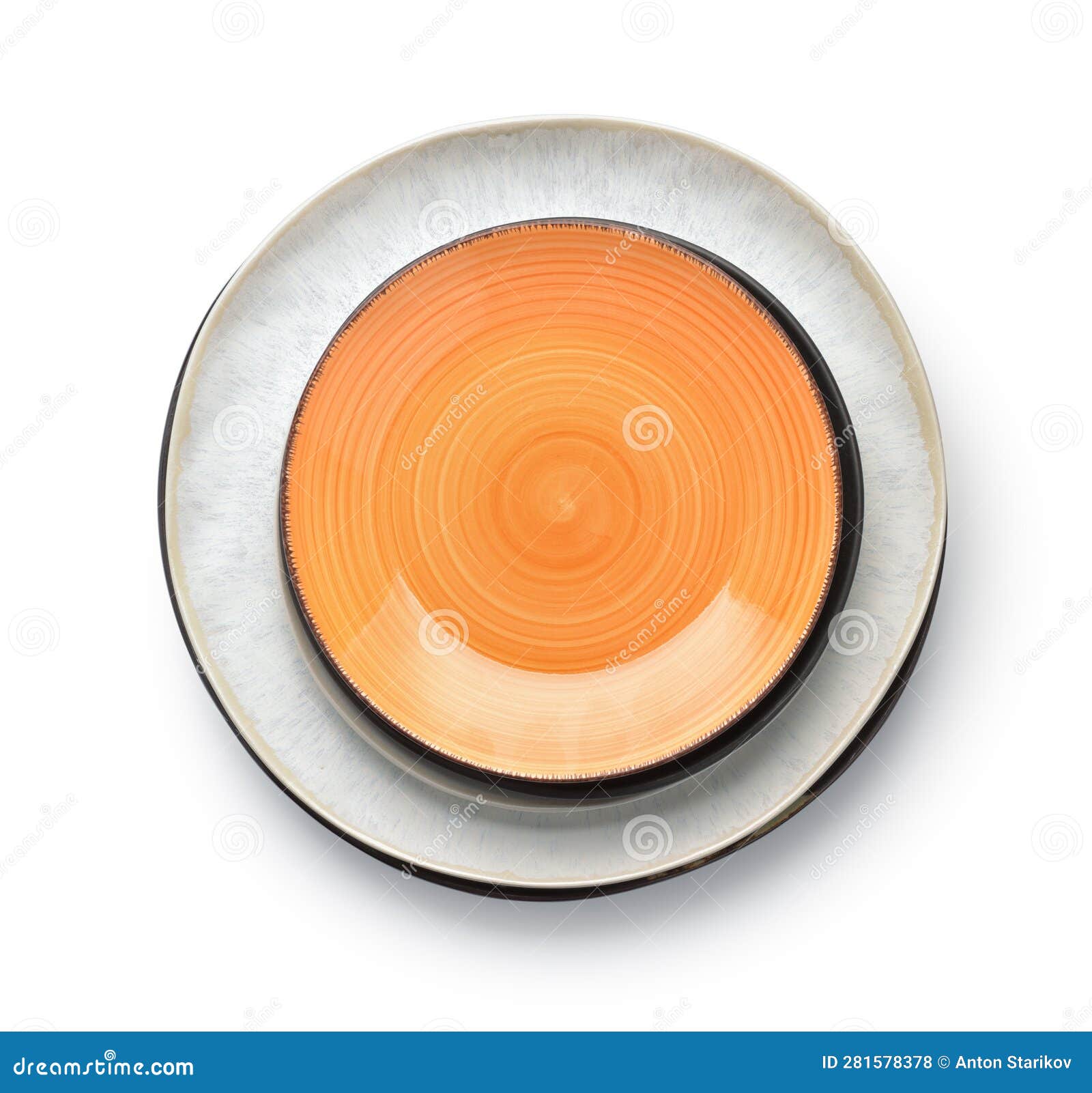Stack of Different Trendy Ceramic Plate Stock Photo - Image of circle ...