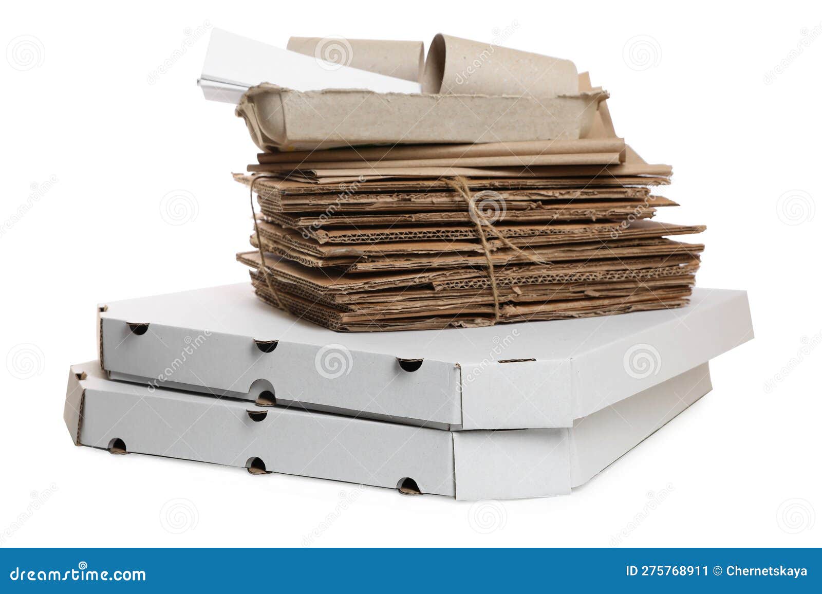 Stack of Different Waste Paper on White Background Stock Image - Image ...