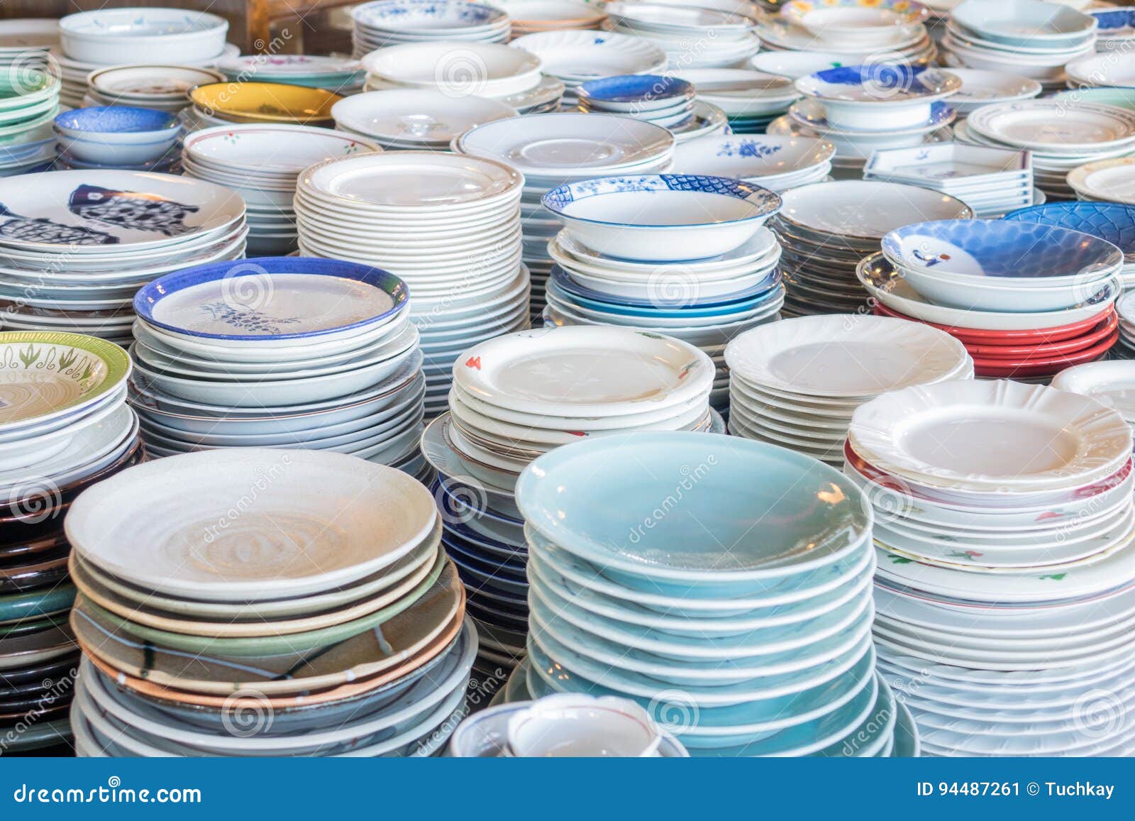 Stack dishes colorful stock image. Image of crystal, empty - 94487261
