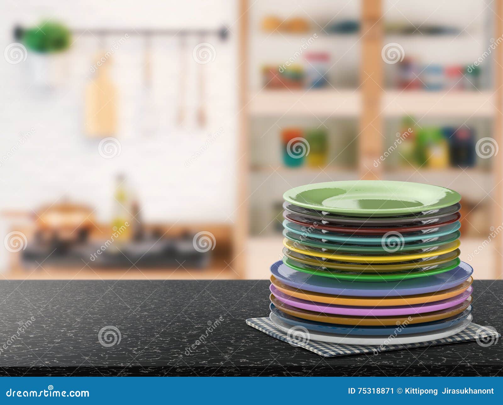 Stack of dishes stock illustration. Illustration of cabinets - 75318871