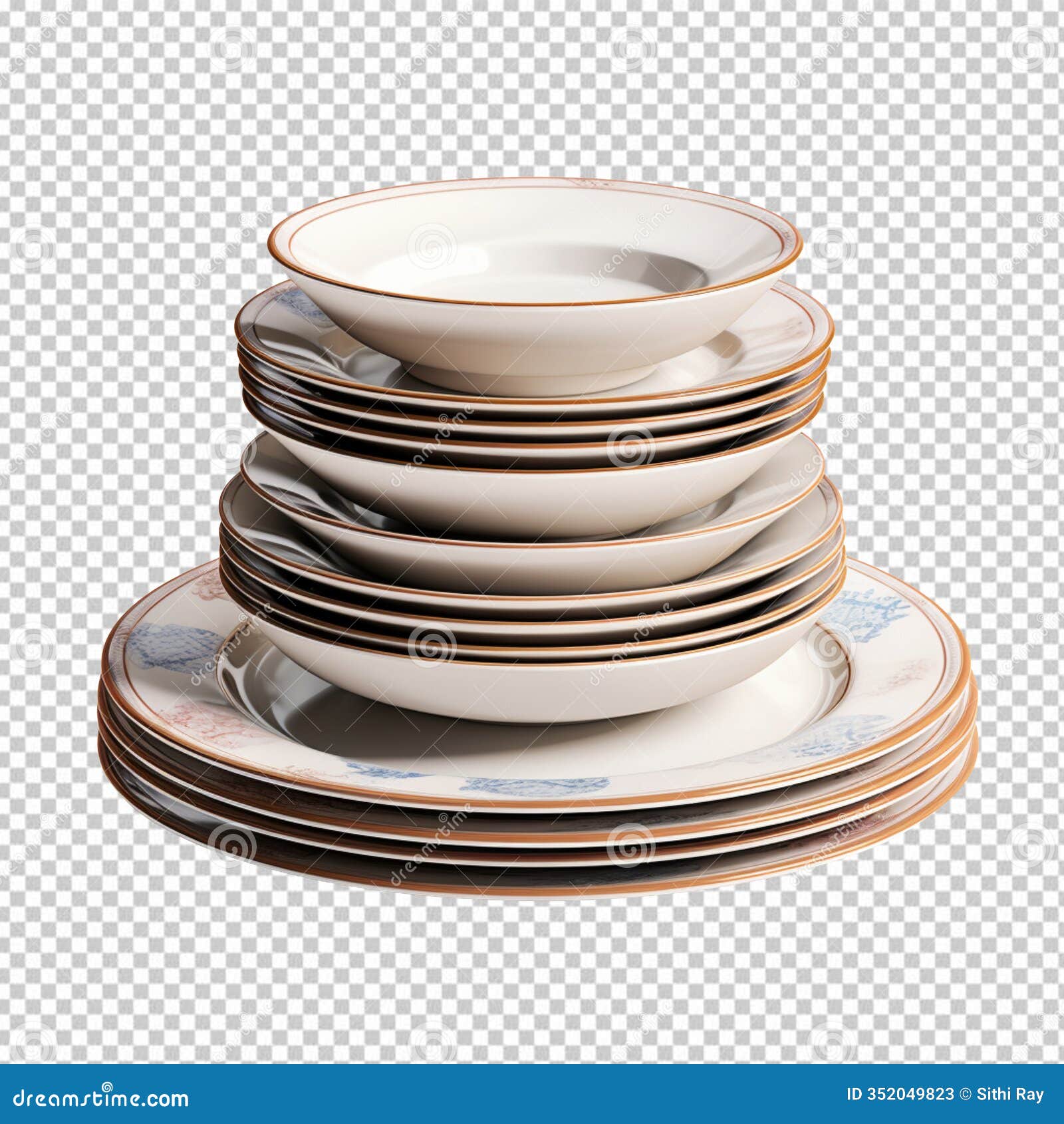 Stack of Dishes Isolated on Transparent Background Stock Illustration ...