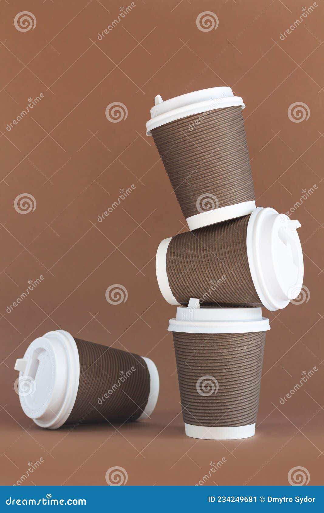 Stack of Disposable Paper Coffee Cup with Cap Stock Image - Image of ...