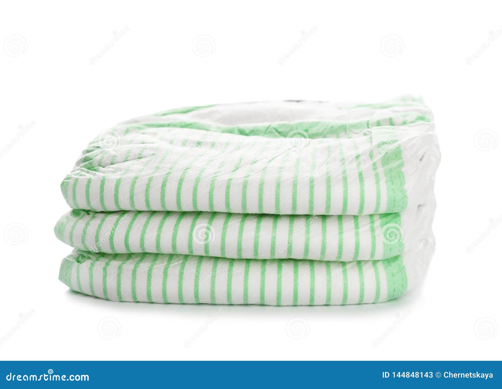 Stack of Disposable Diapers on White. Baby Accessories Stock Image ...