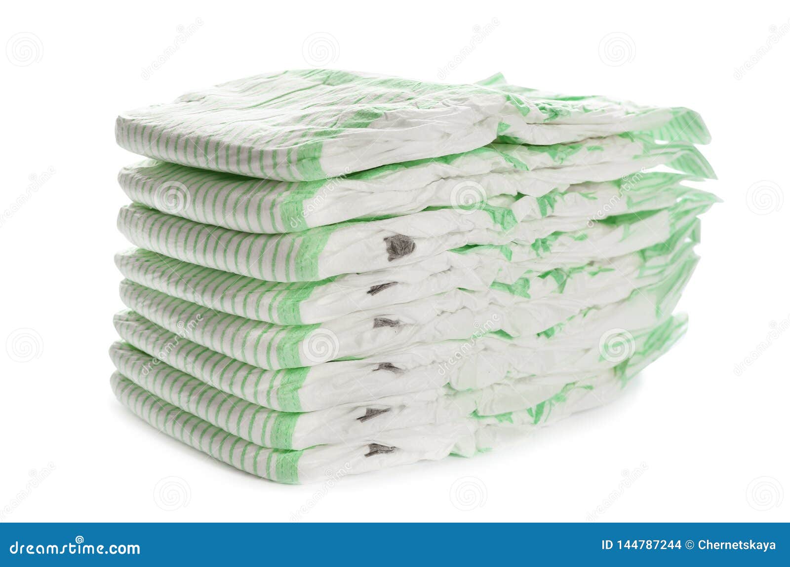 Stack of Disposable Diapers on White Background. Stock Photo - Image of ...