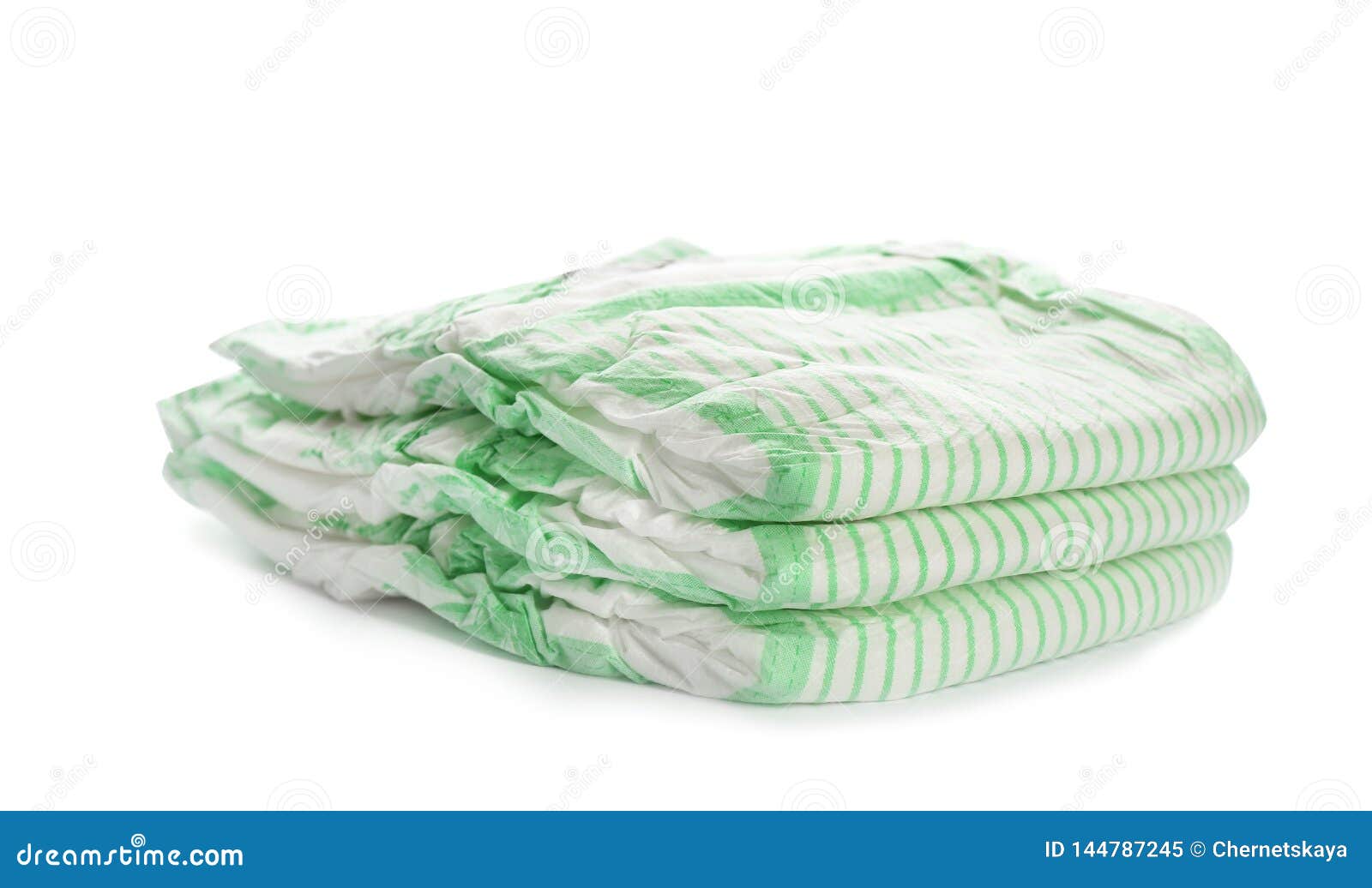 Stack of Disposable Diapers on White Background. Stock Image - Image of ...