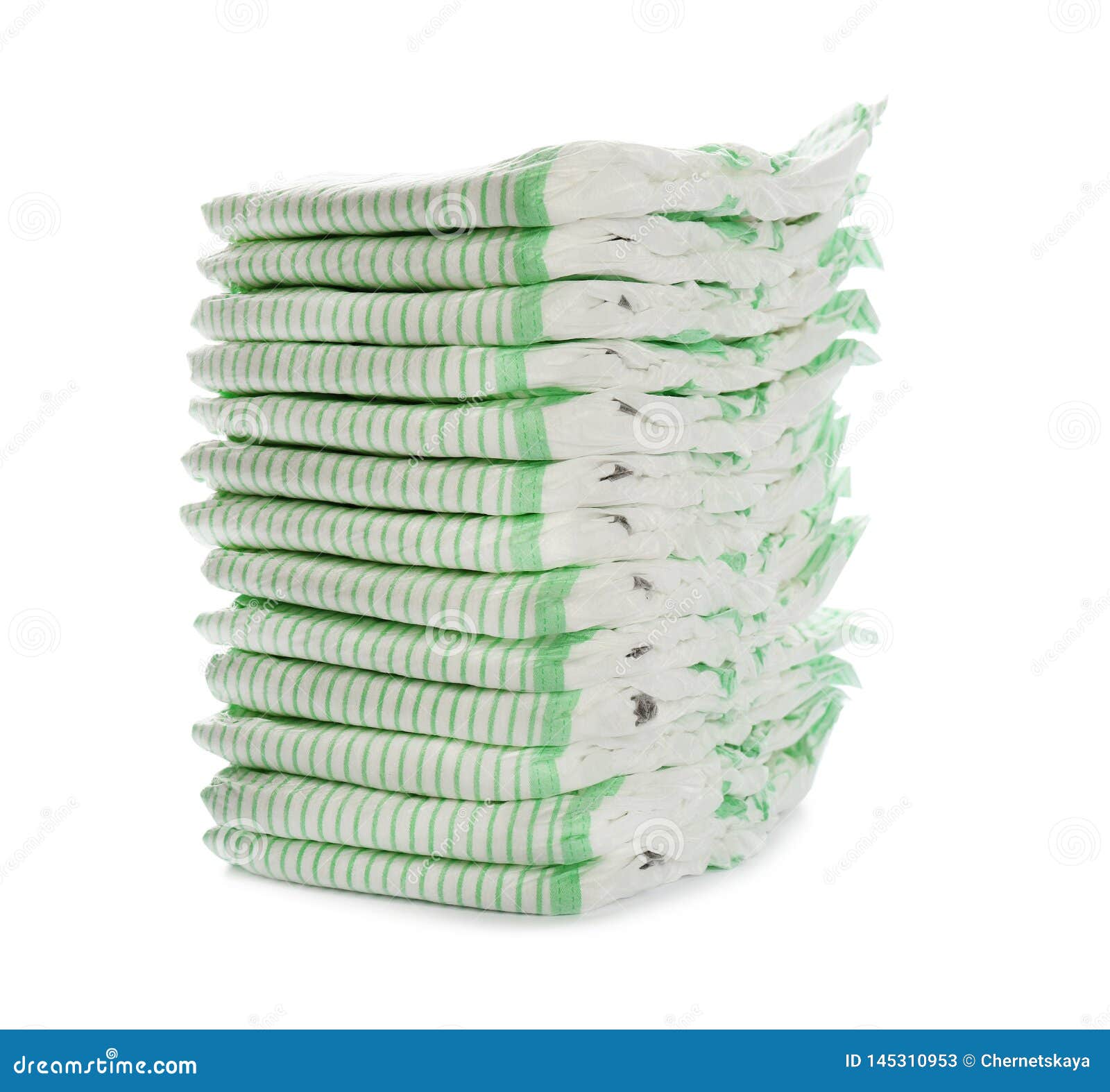 Stack of Disposable Diapers on White Background Stock Image - Image of ...
