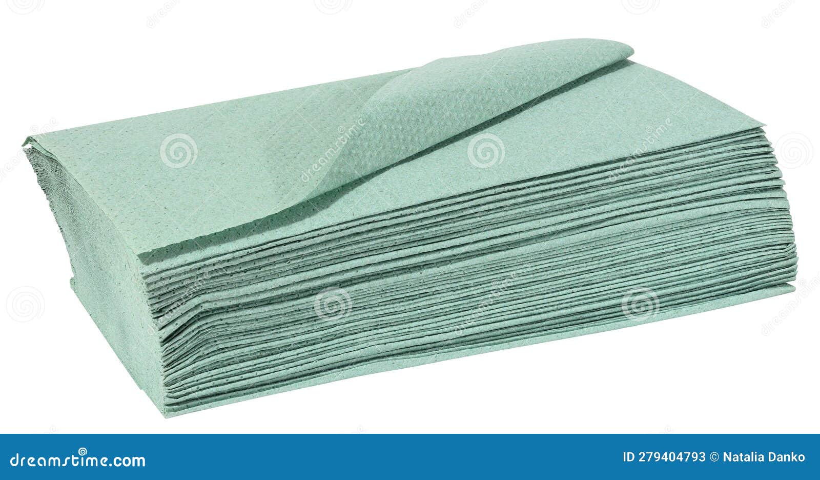 Stack of Disposable Green Paper Tissues for Face and Hands Isolated on ...