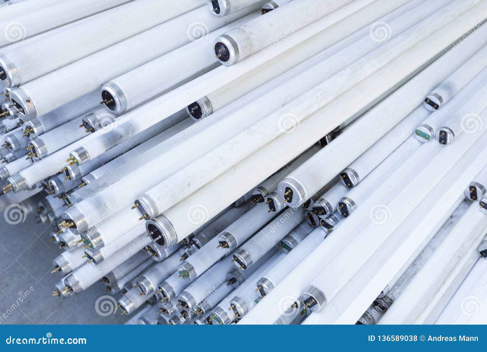 Stack of Disused Neon Lamp Tubes Stock Photo - Image of green ...