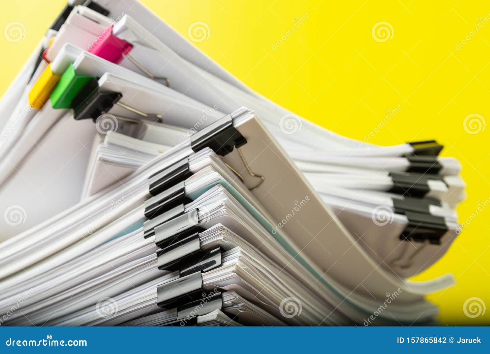 Stack of Document Paper with Black Paperclip Stock Photo - Image of ...