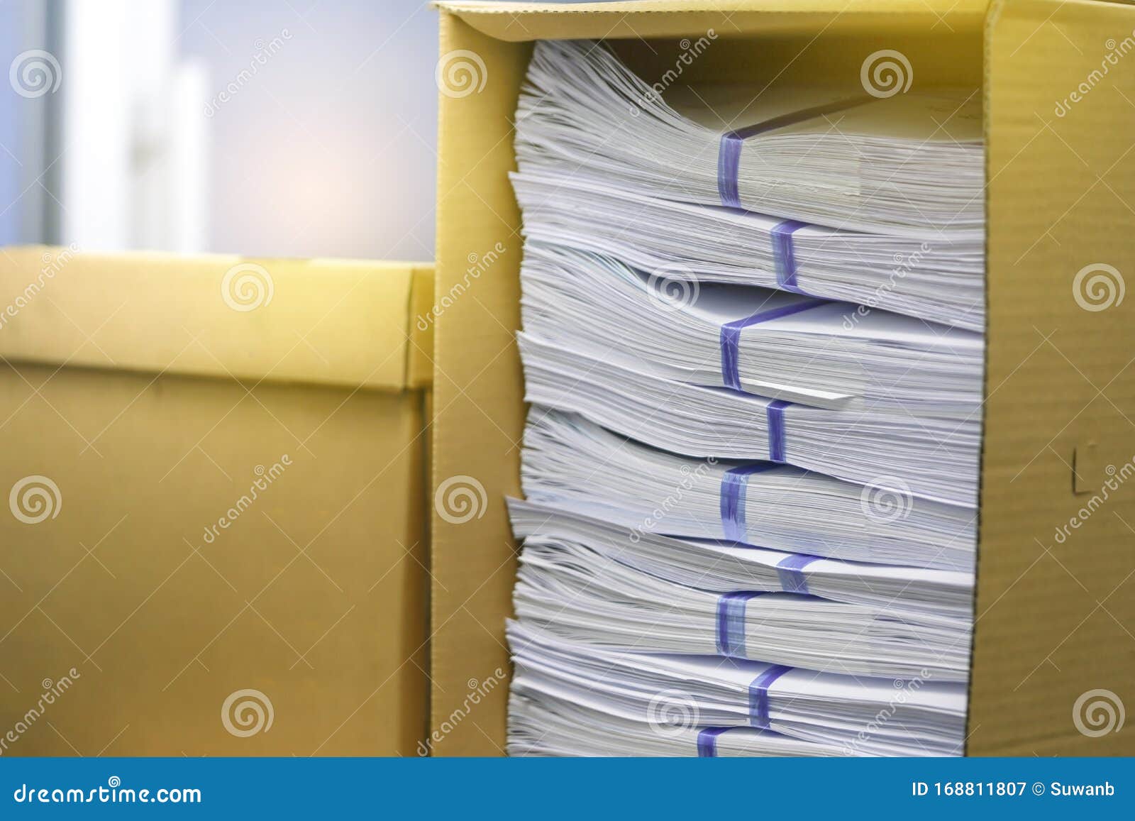 Stack of Document Put in the Paper Box Stock Image - Image of brown ...