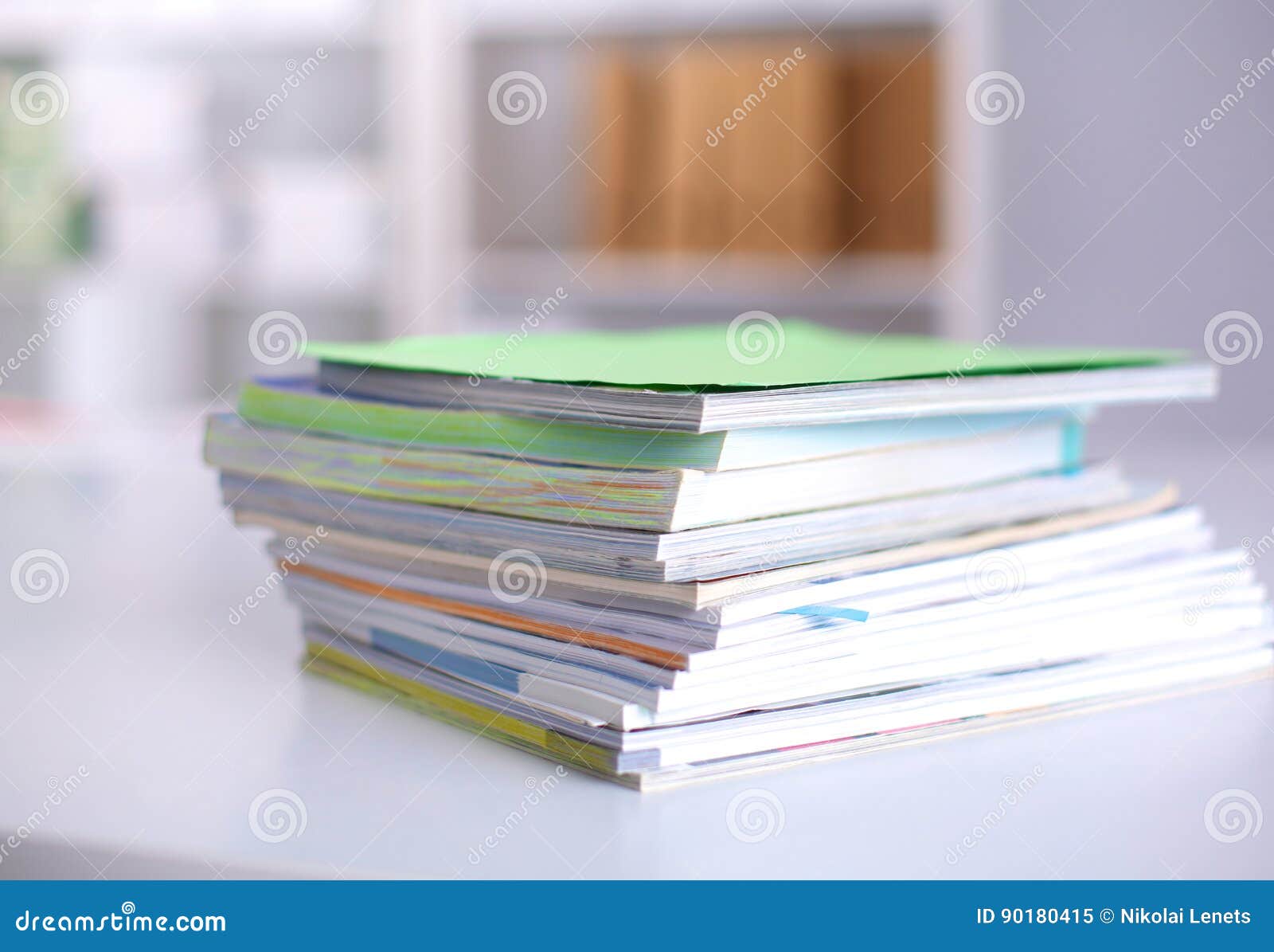 A Stack of Documentation is on the Desktop in the Office Stock Image ...