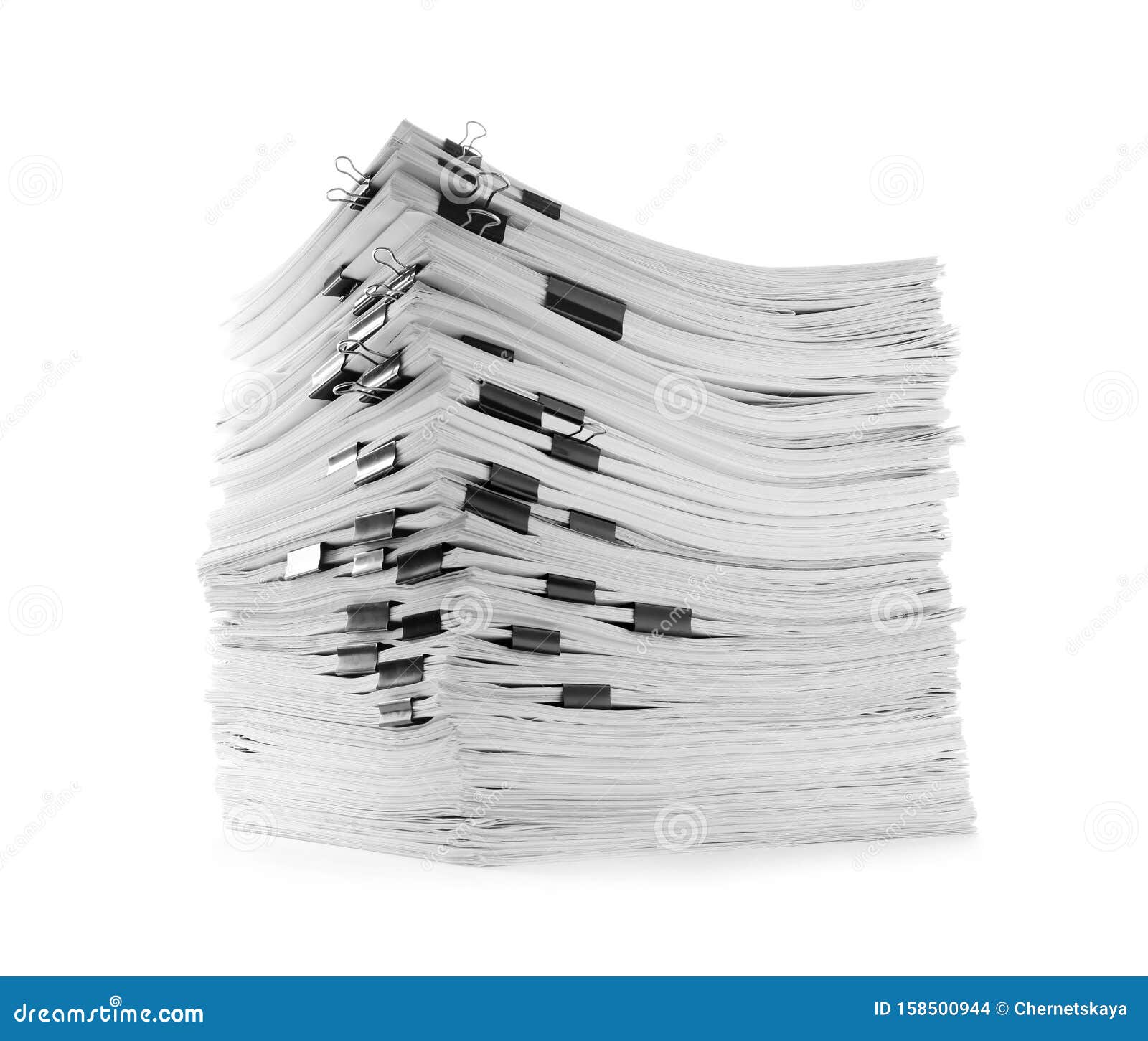 Stack of Documents with Binder Clips Stock Photo - Image of organize ...