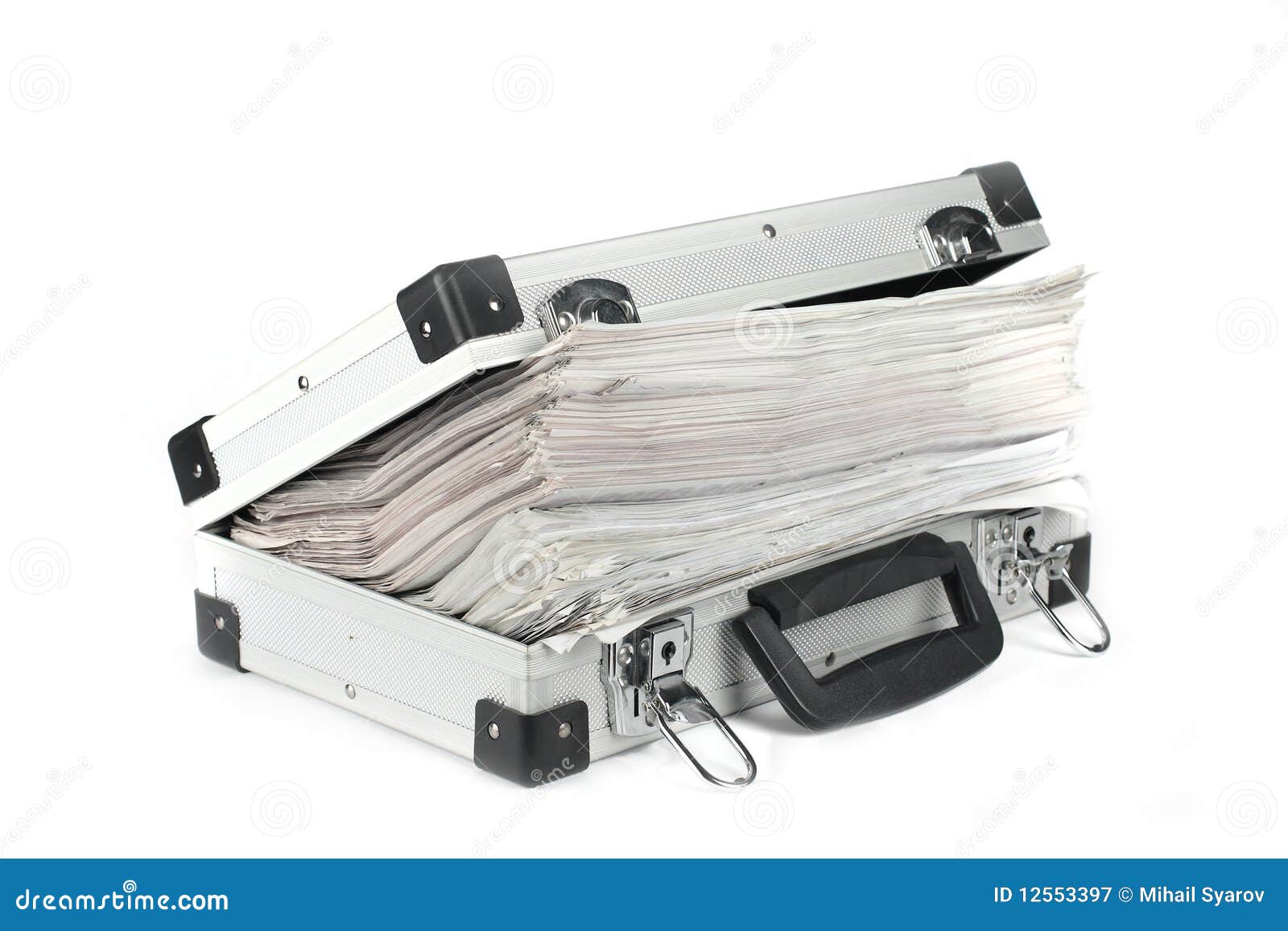 Stack of Documents in Briefcase Stock Image - Image of lock, aluminum ...