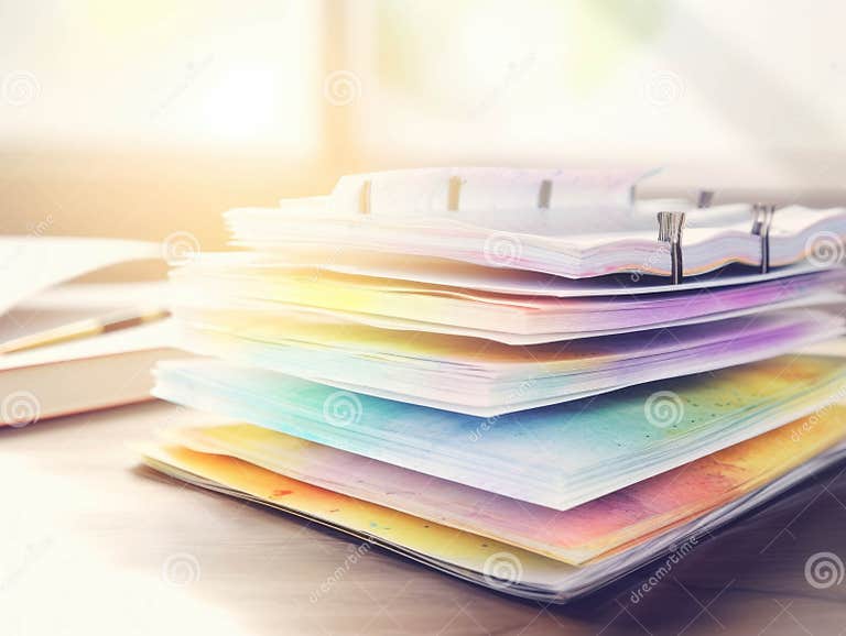 A Stack of Documents with a Colorful Highlighter Marking Out Important ...
