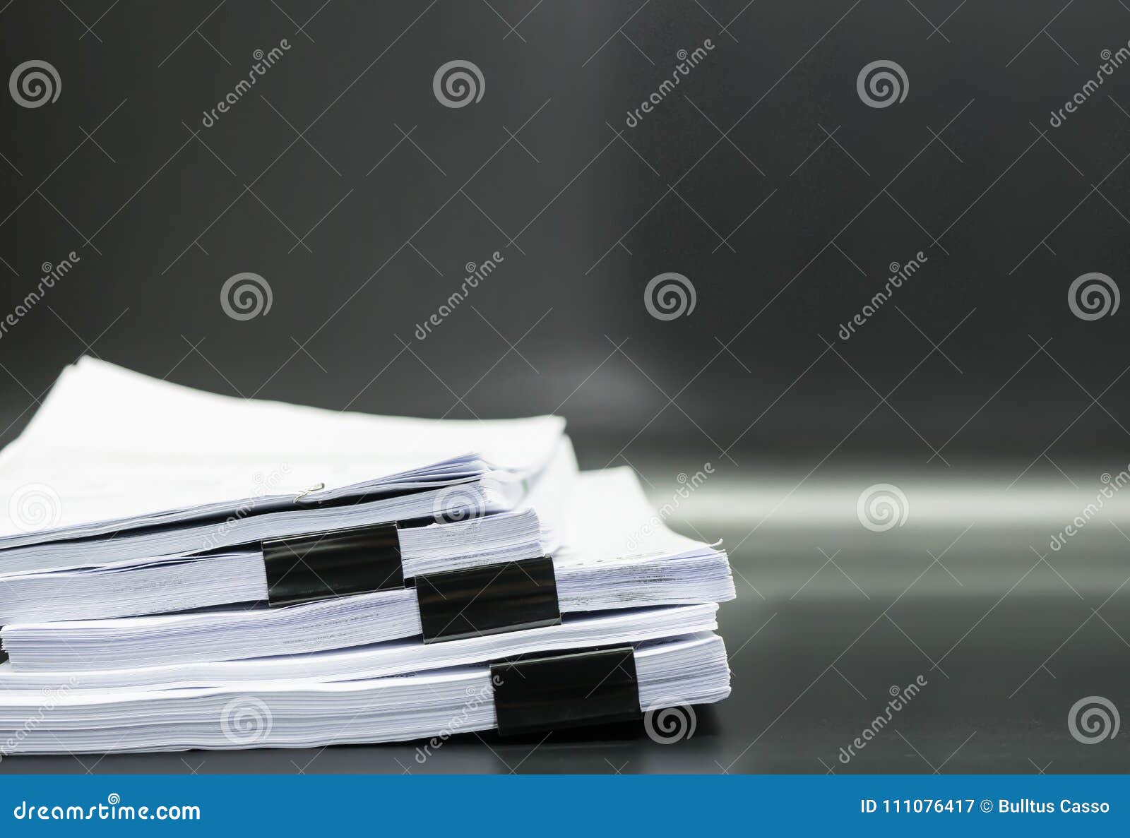 Stack Documents or Files on Black Background. Stock Image - Image of ...