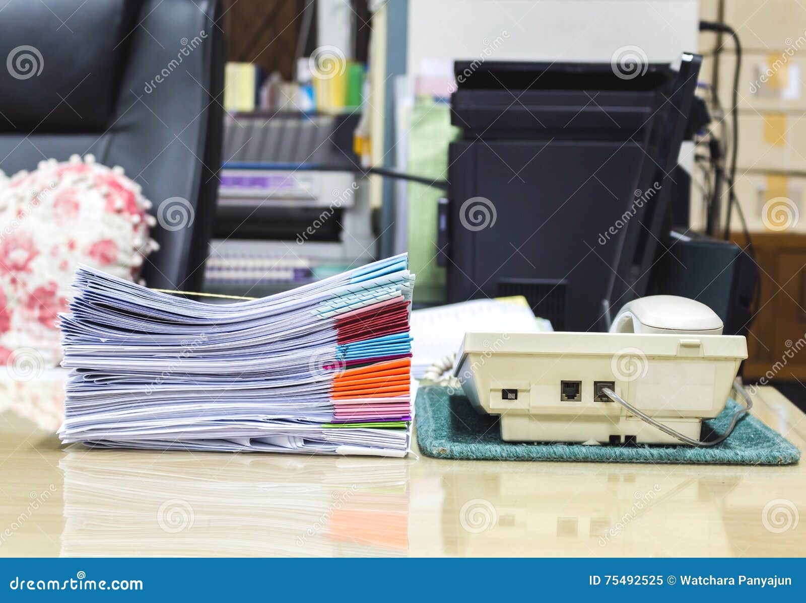Stack of Documents or Files in Office Stock Image - Image of ...