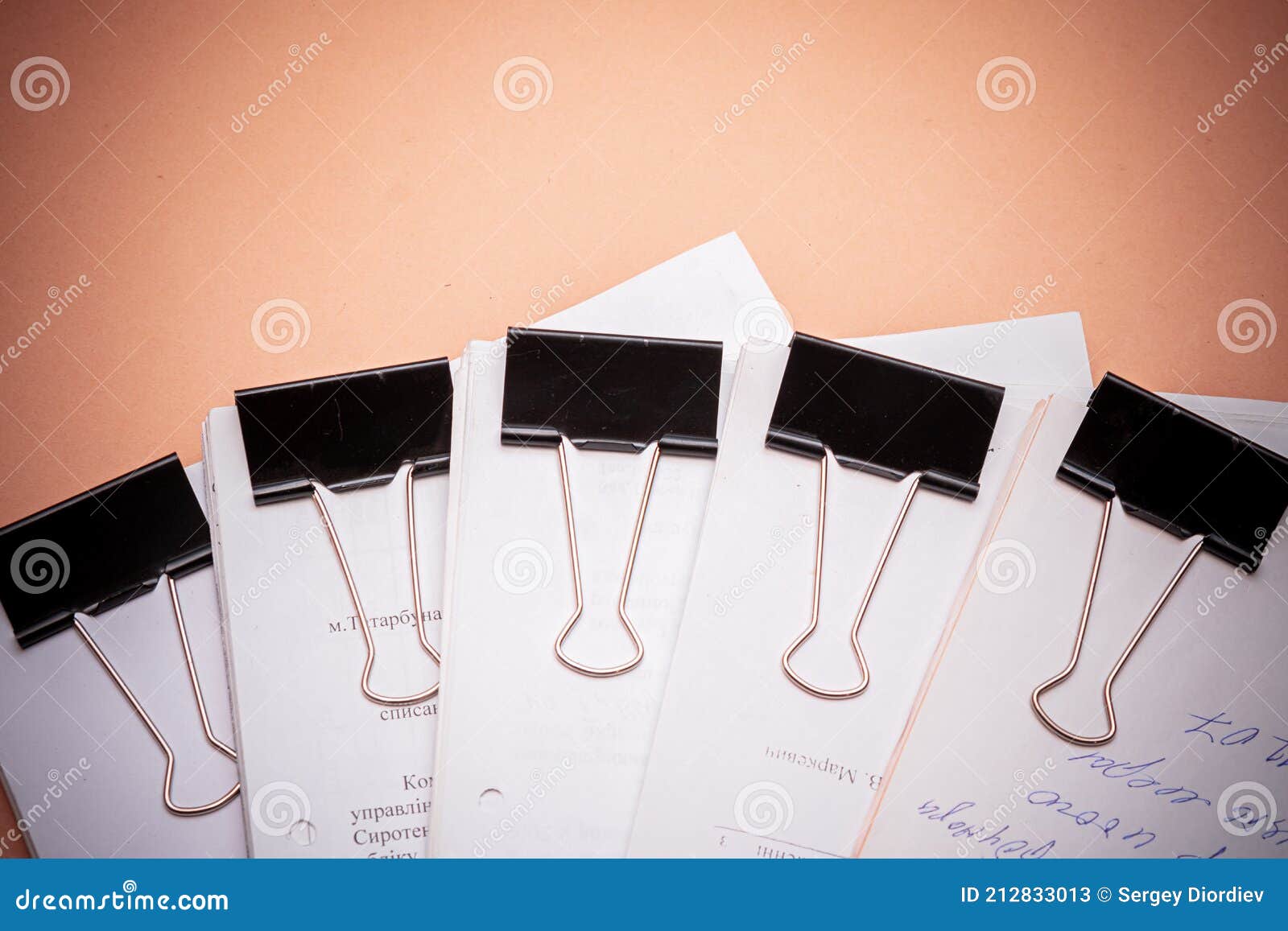The Stack of Documents is Held Together by a Clip. Stock Image - Image ...