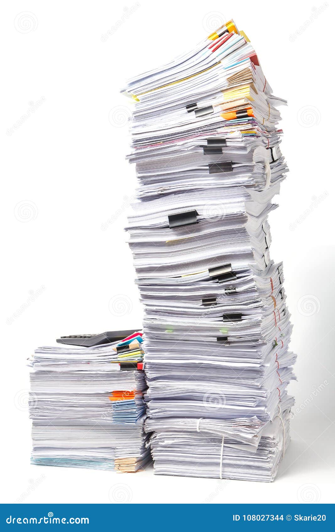 Stack of Documents Isolated on White Stock Photo - Image of memo, pile ...