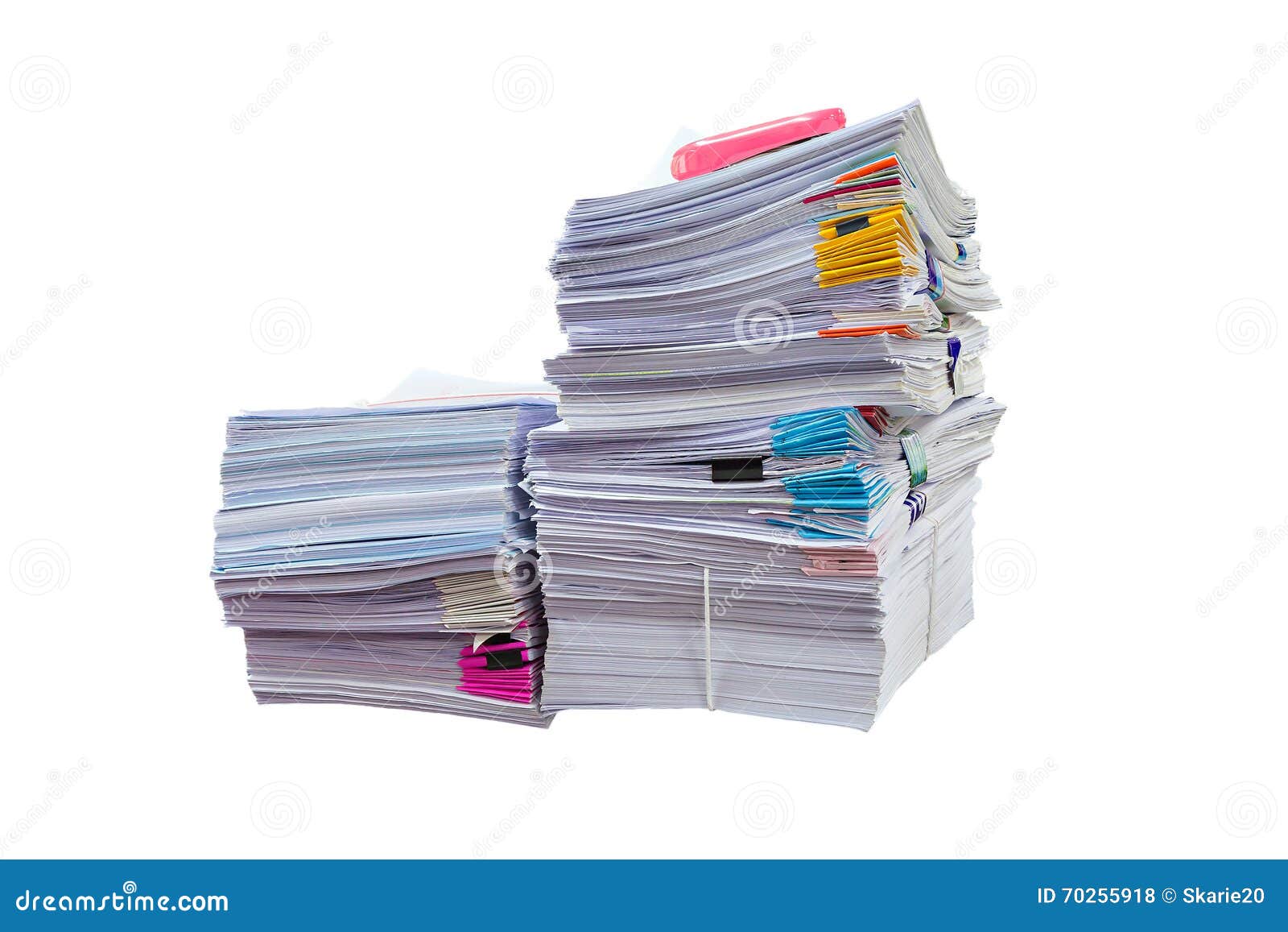 Stack of Documents Isolated on White Stock Photo - Image of workload ...