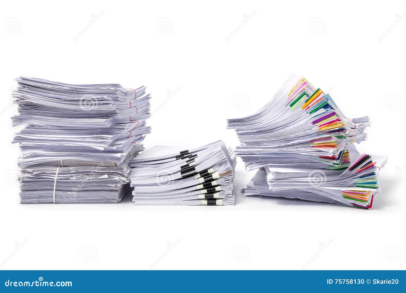 Stack of Documents Isolated on White Stock Photo - Image of paperwork ...