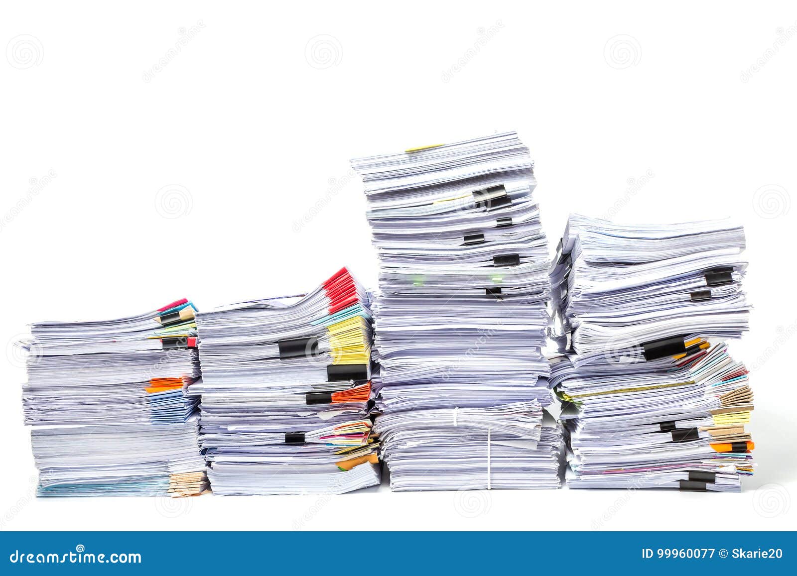 Stack of Documents Isolated on White Stock Image - Image of business ...