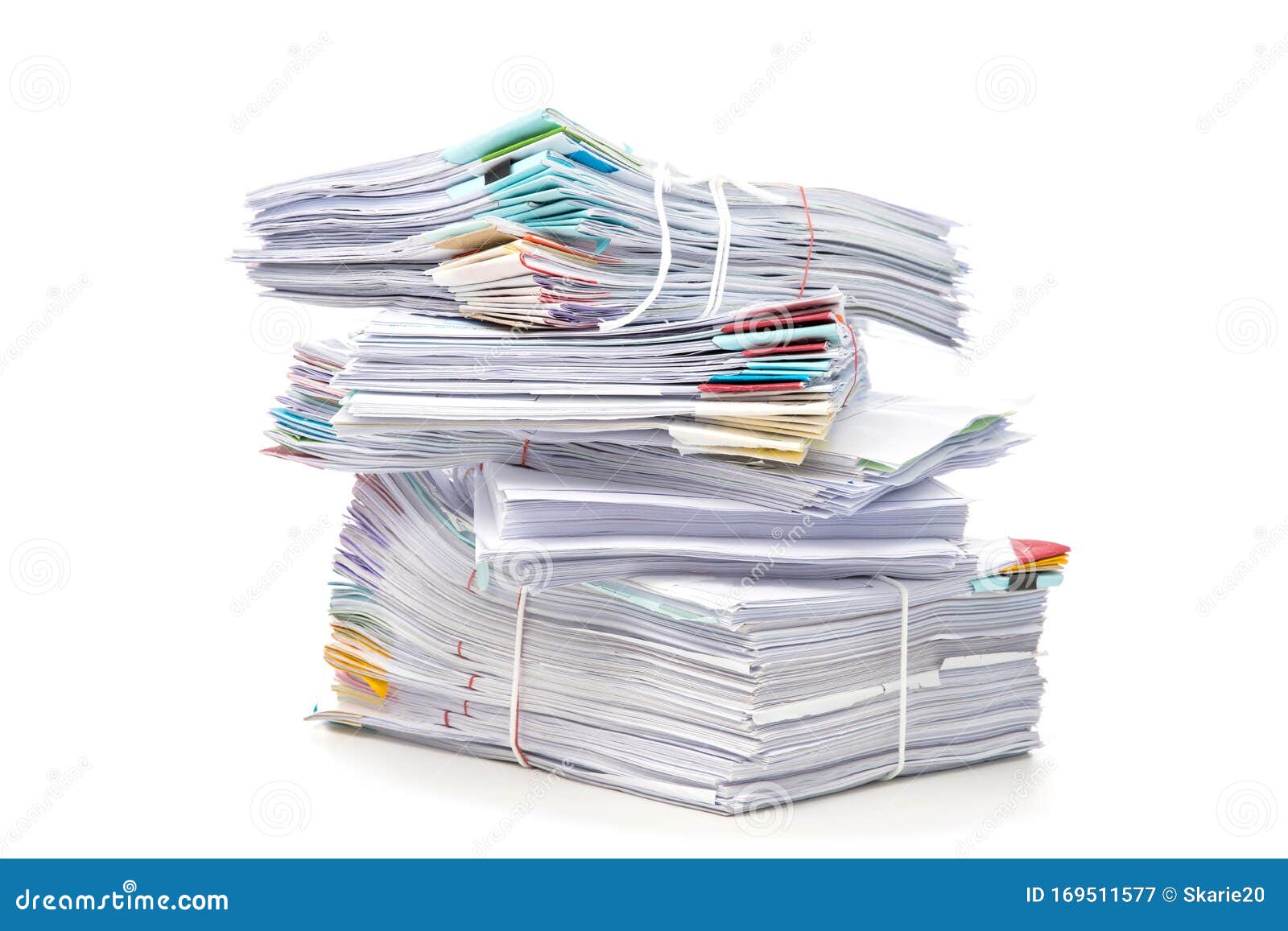 Stack of Documents Isolated on White Background. Documents Pile Stock ...