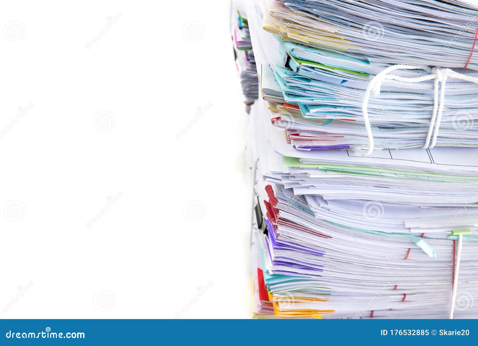 Stack of Documents on White Background. Documents Pile Stock Image ...