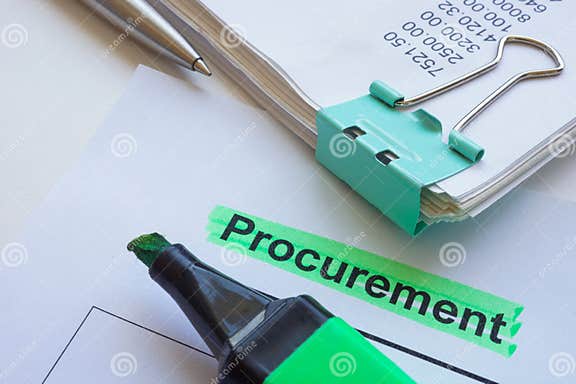 Stack of Documents with Label Procurement. Symbolizes Supply Chain ...