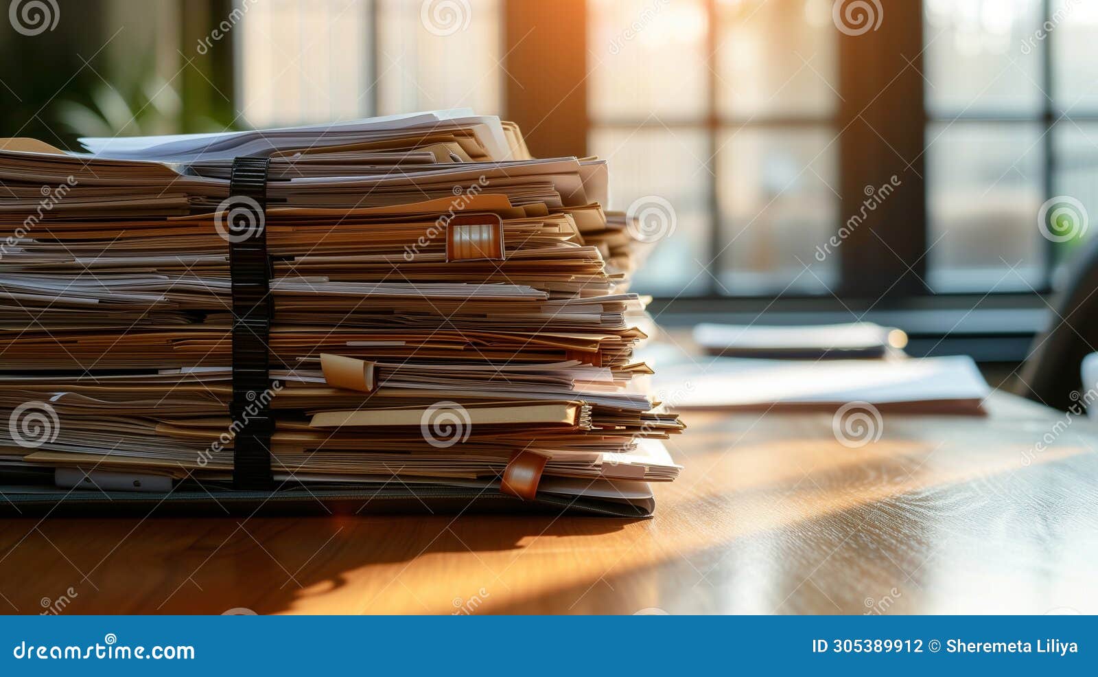 Close Up of Stack of Documents on Office Desk. Stock Illustration ...