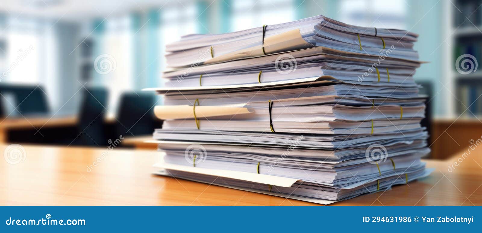 Stack of Documents on Office Desk Digitally Created Image Stock Illustration - Illustration of ...