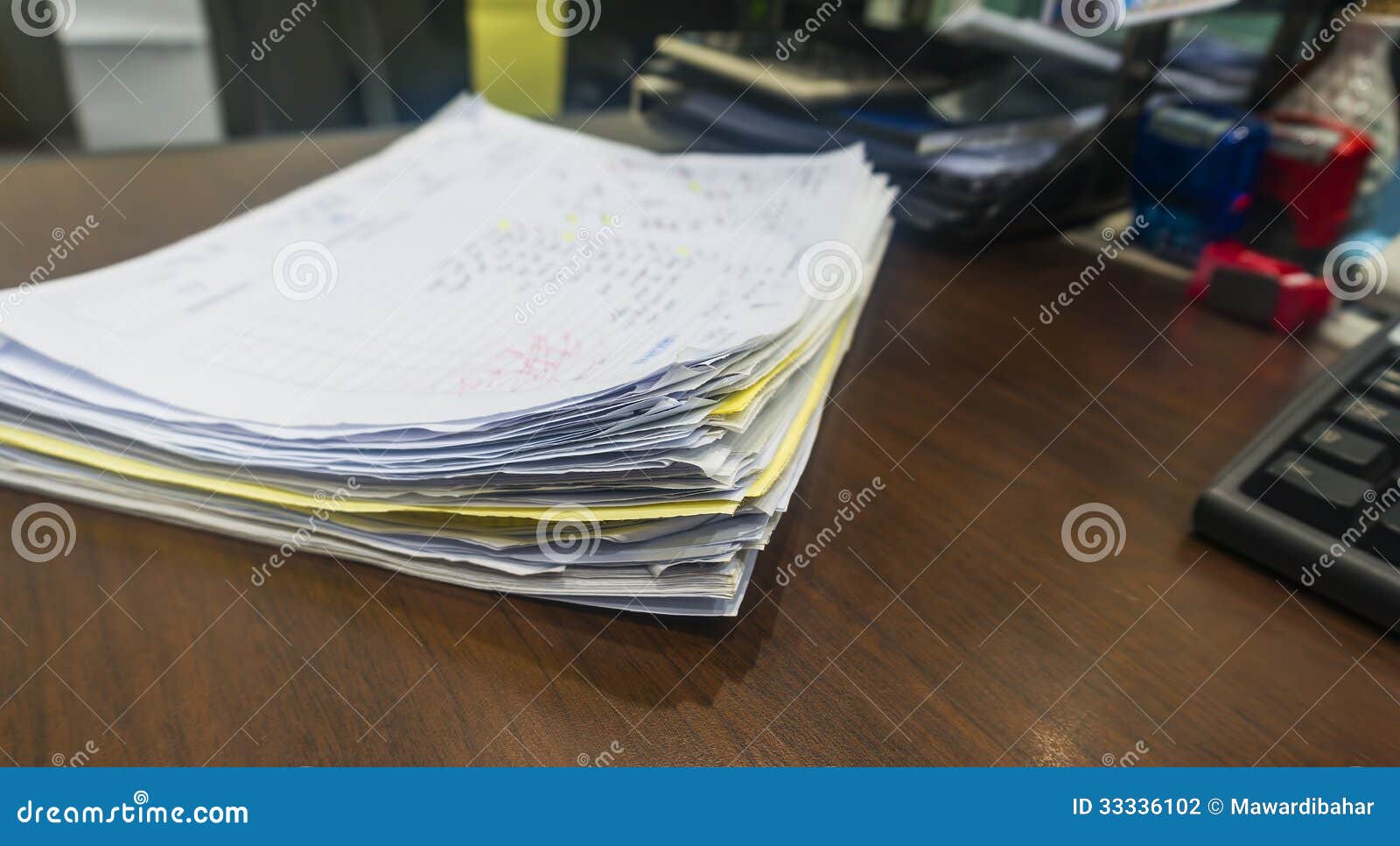 Stack Of Documents Paper With Colorful Tagging For Easy Reference For ...