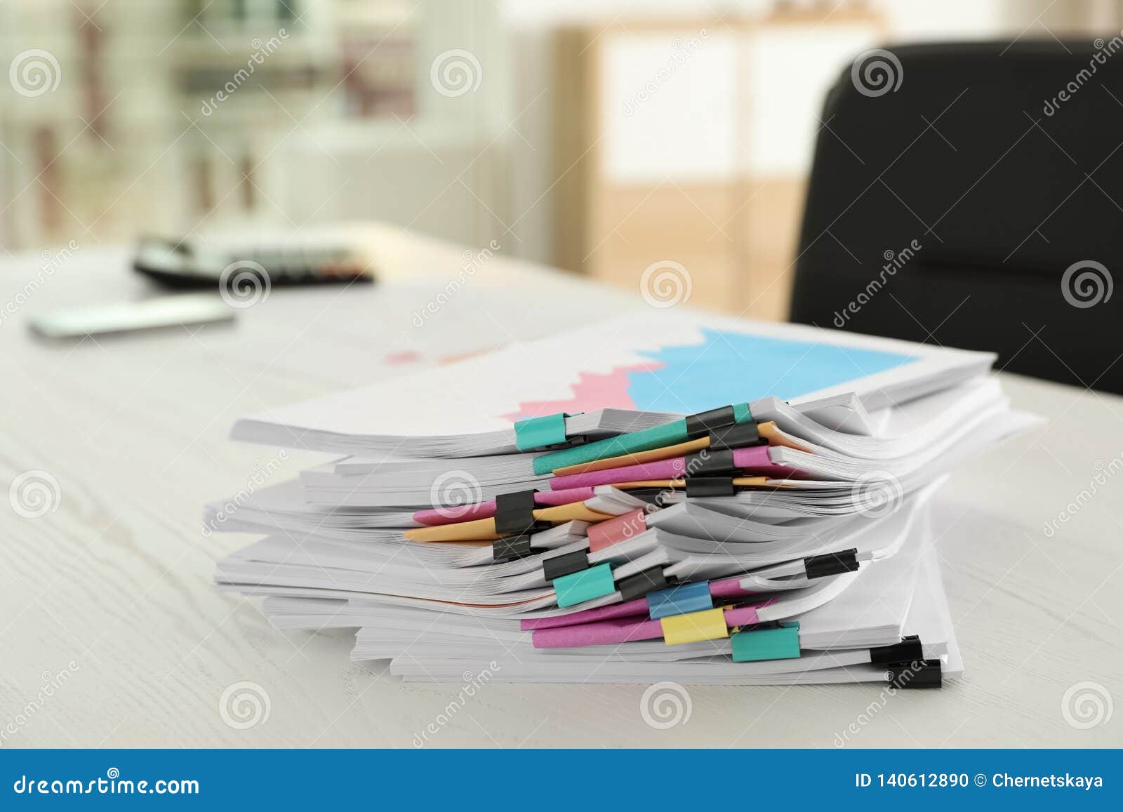 Stack of Documents with Paper Clips Stock Photo - Image of office ...