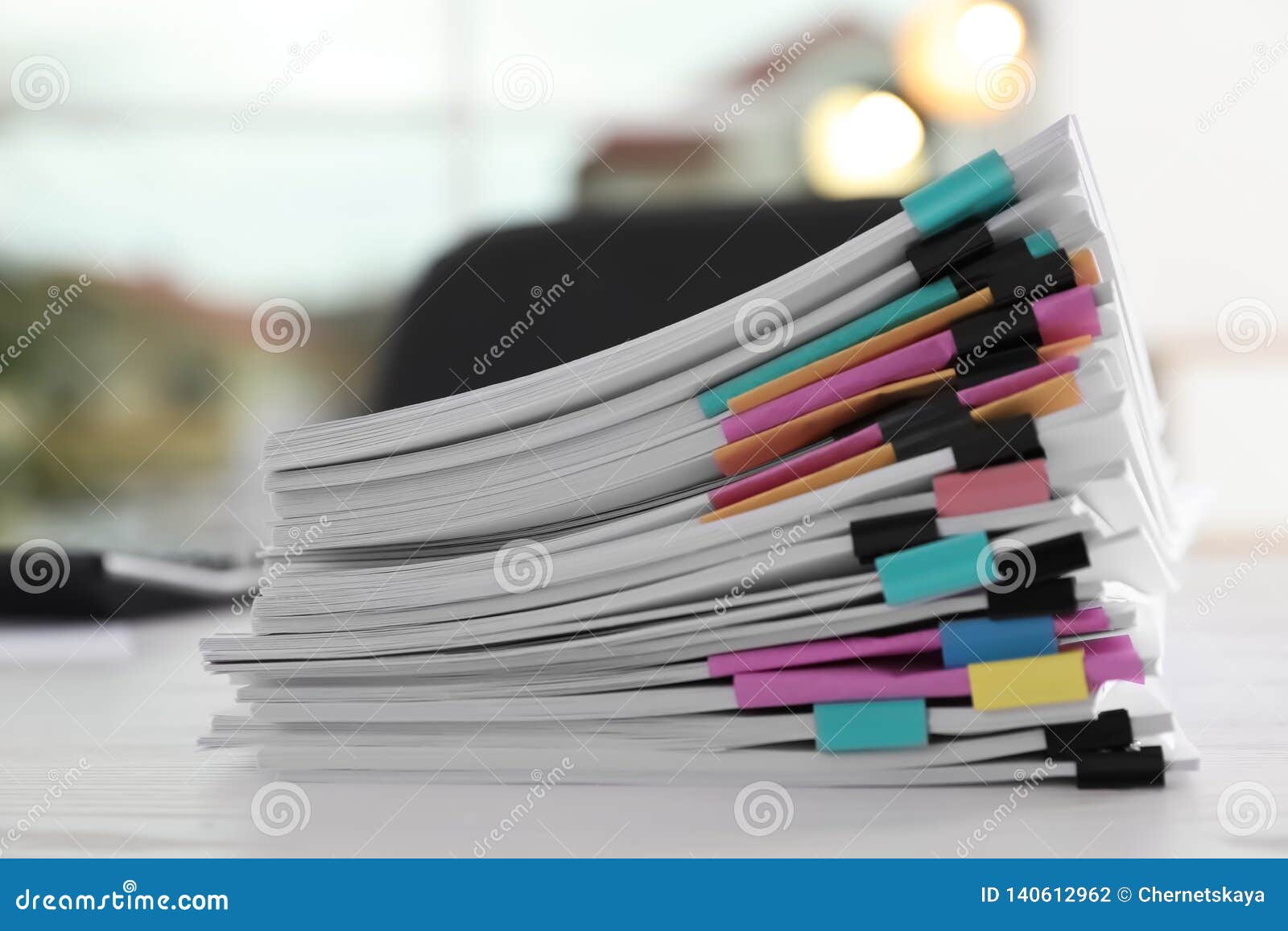 Stack of Documents with Paper Clips Stock Photo - Image of business ...