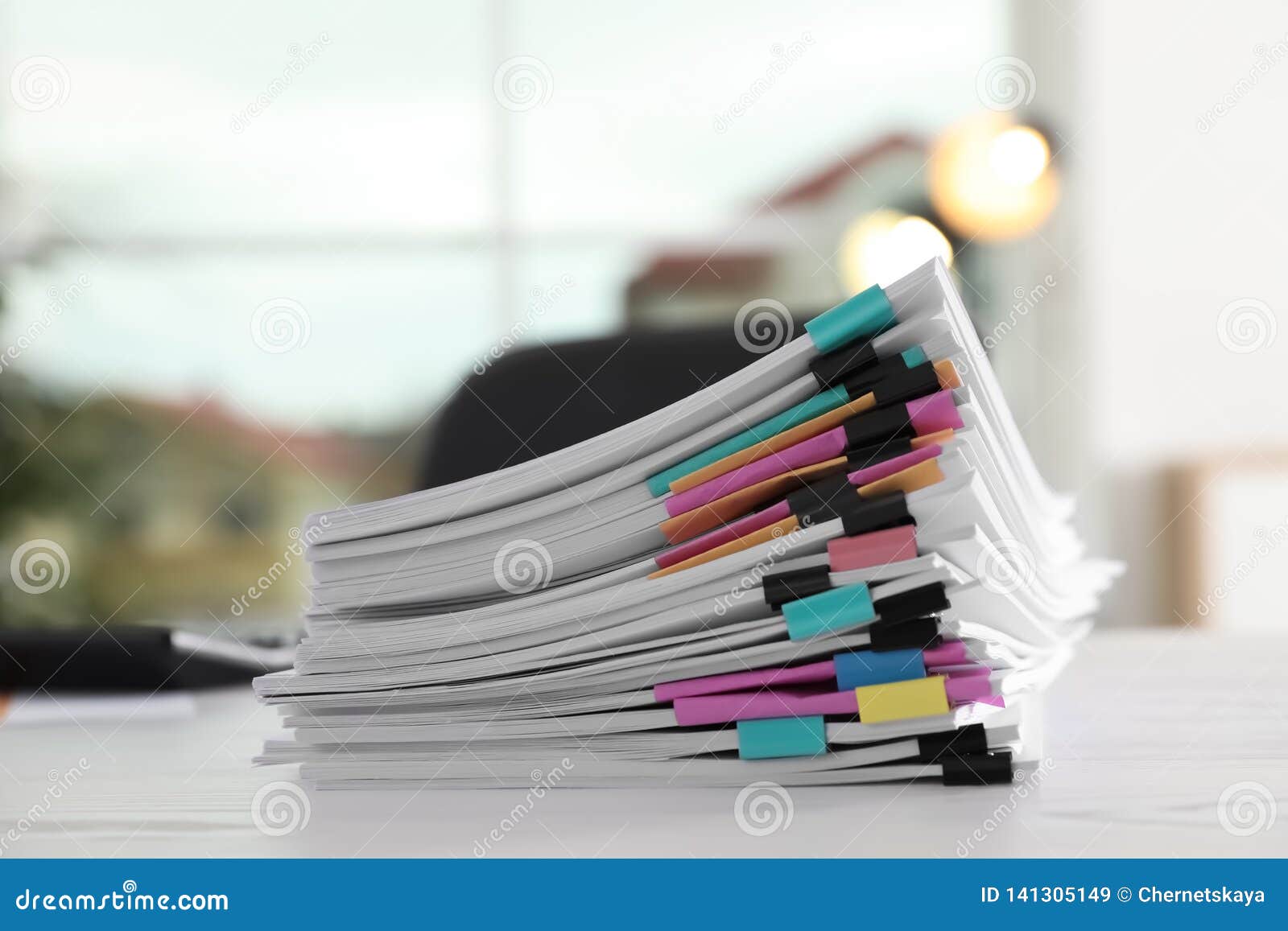 Stack of Documents with Paper Clips Stock Image - Image of form ...